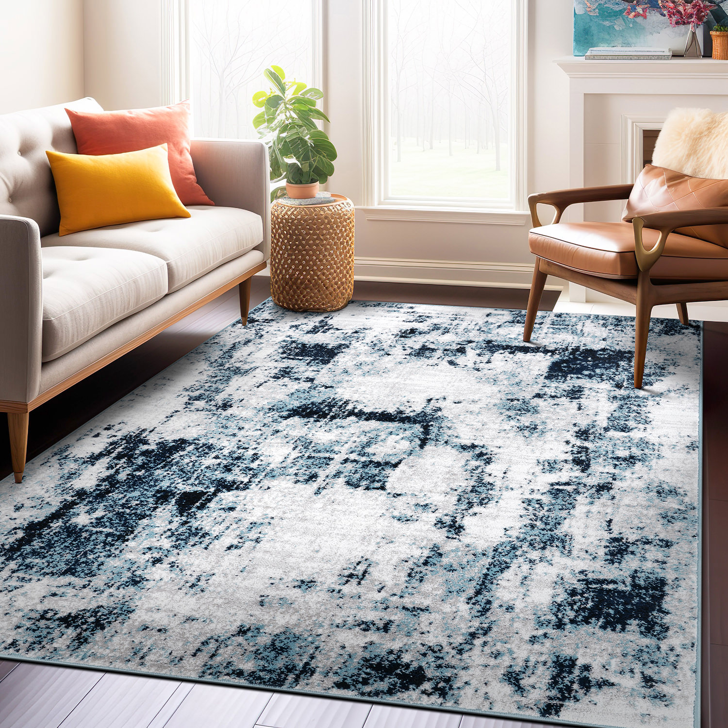 Rugs America Aurea KA20A Hale Blue Geometric Contemporary Blue Area Rug ...
