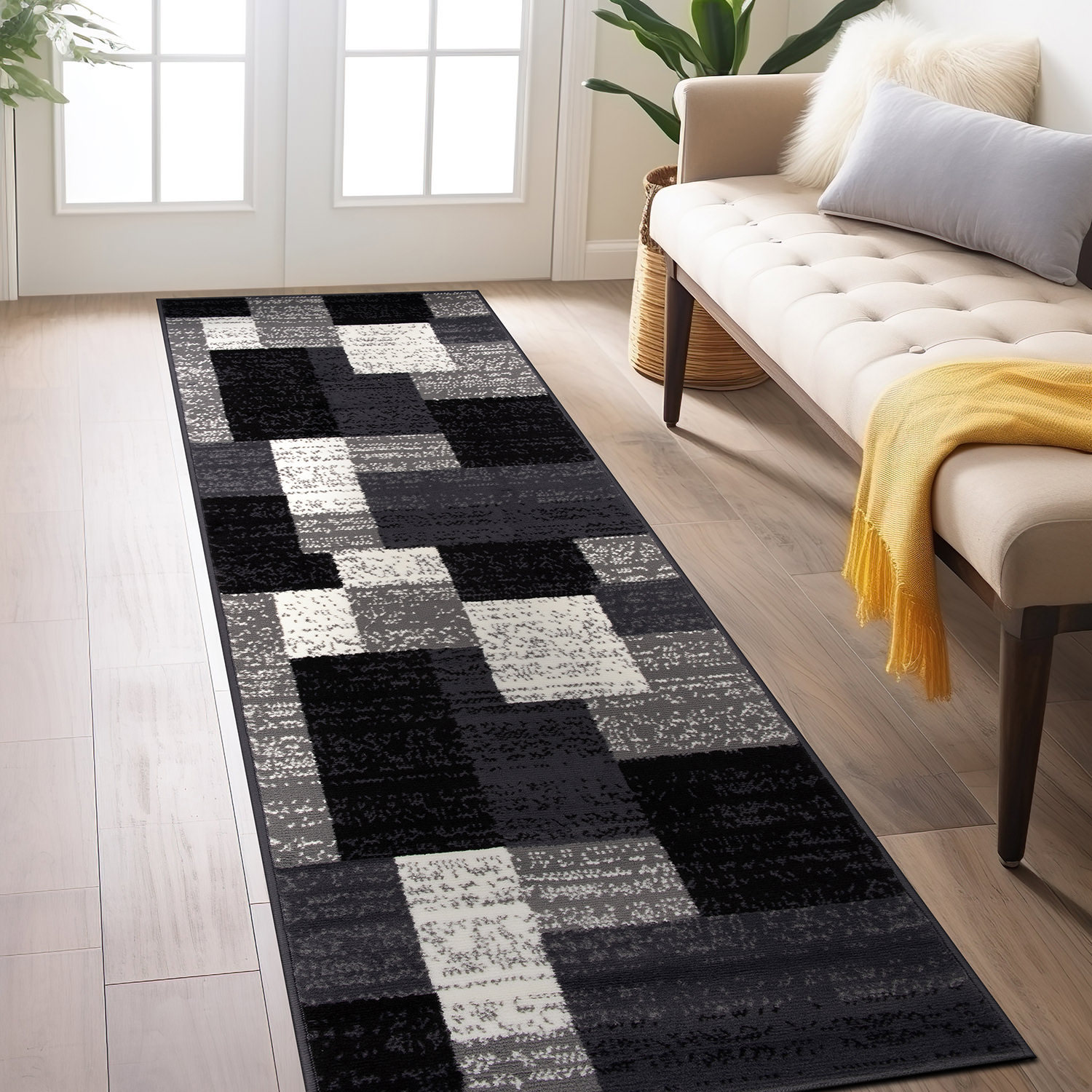 World Rug Gallery Contemporary Modern Boxes Area Rug or Runner ...