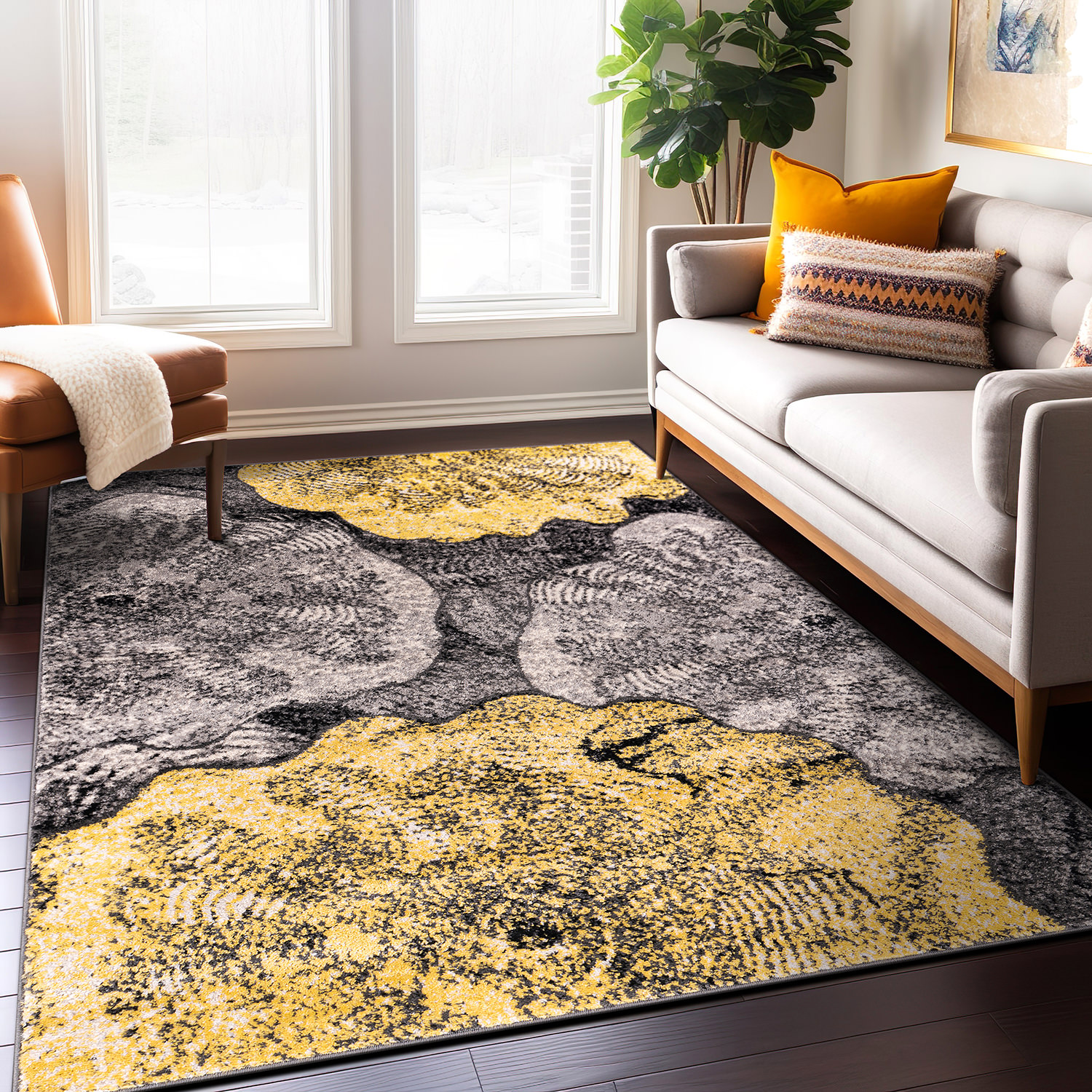 SAFAVIEH Blossom Odran Floral Area Rug, Black/Yellow, 3' x 5' - Walmart.com