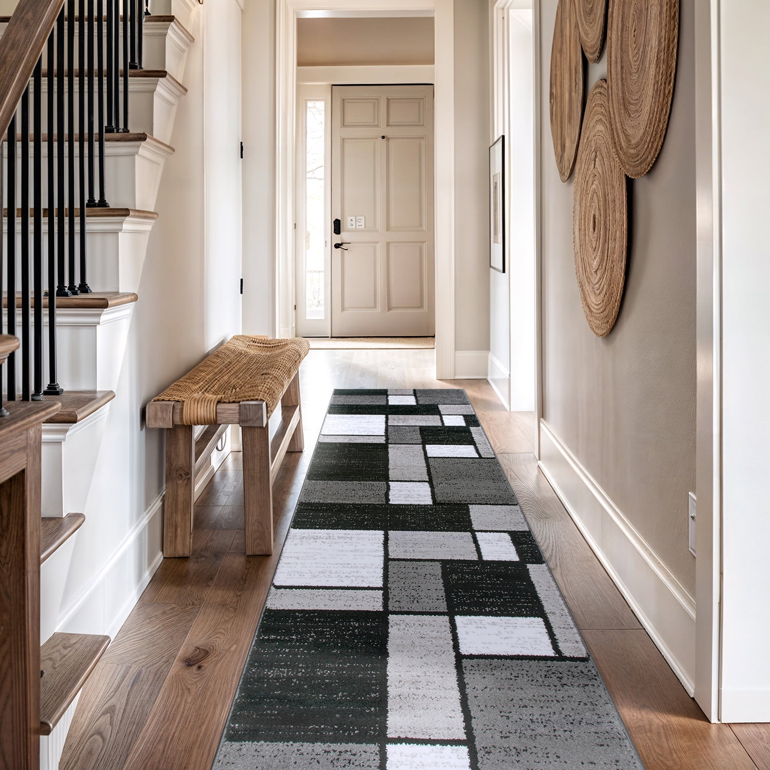 World Rug Gallery Contemporary Modern Boxed Color Block Area Rug - Gray ...