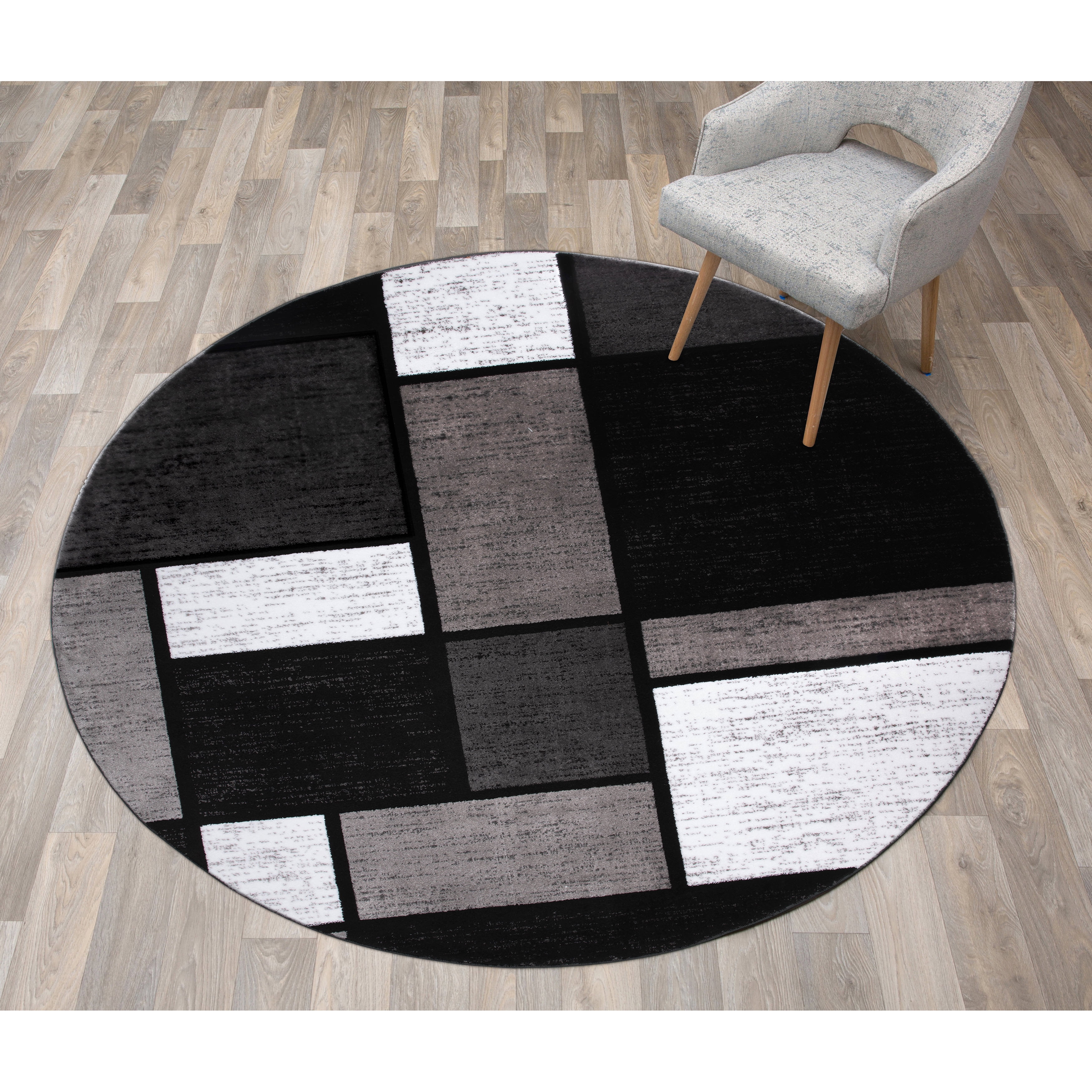 World Rug Gallery Contemporary Modern Boxed Color Block Area Rug - Gray ...