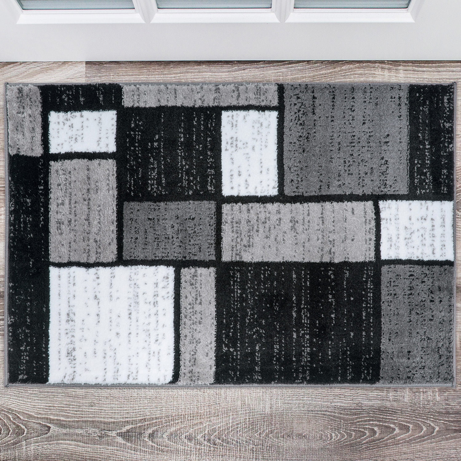 World Rug Gallery Contemporary Modern Boxed Color Block Gray 2'x3' Door ...