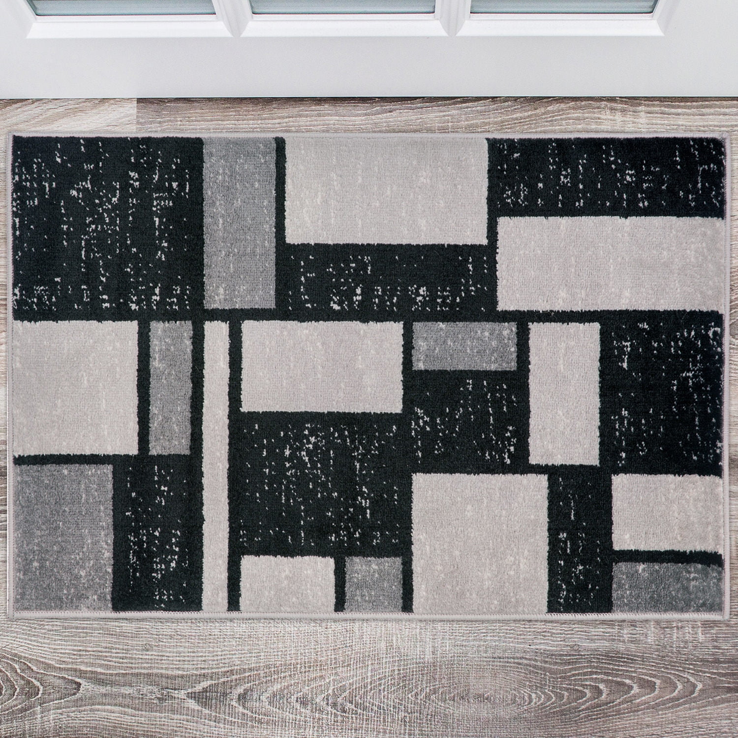 World Rug Gallery Contemporary Modern Boxes Design Area Rug - Gray 2' x ...