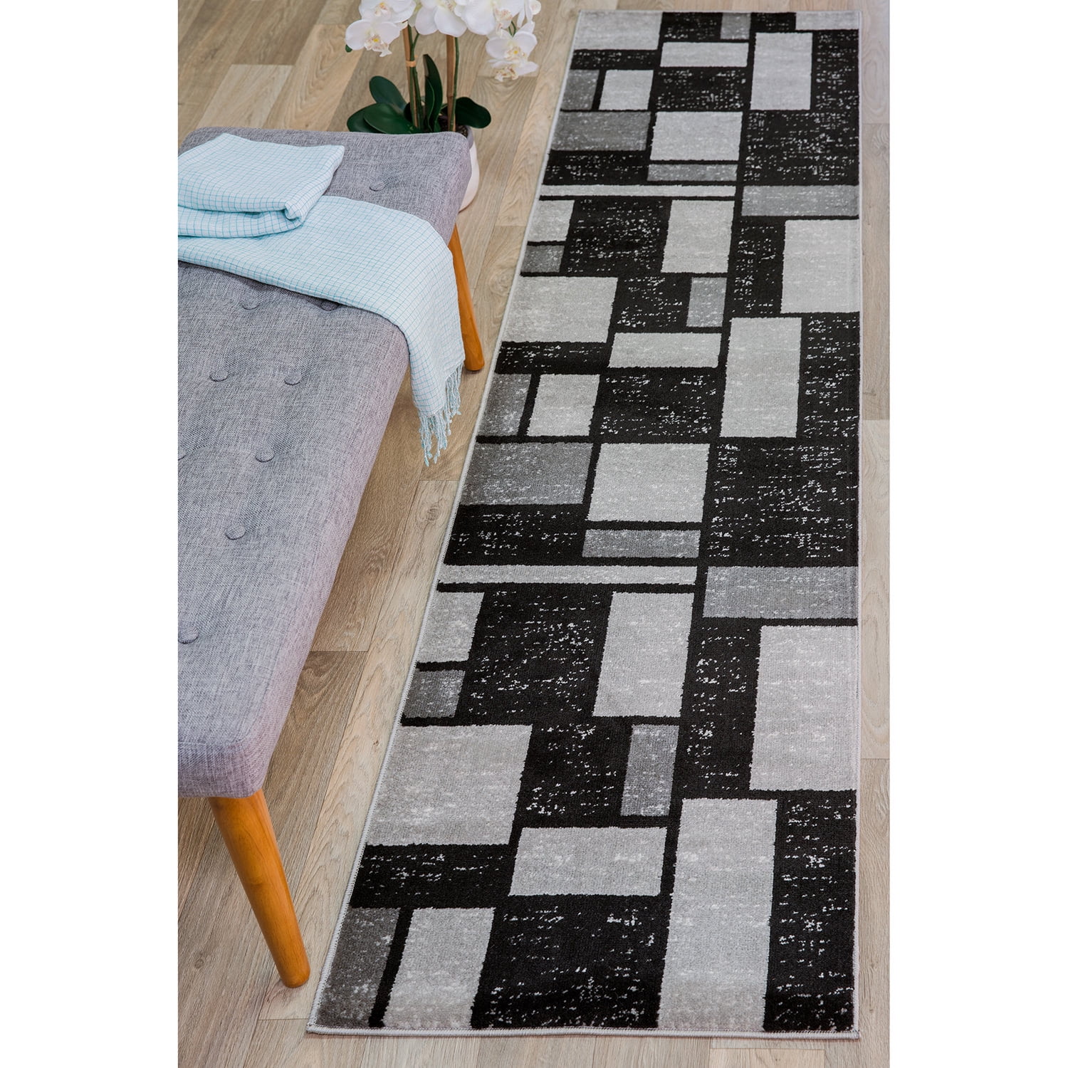 World Rug Gallery Contemporary Modern Boxes Design Area Rug - Gray 2' x ...