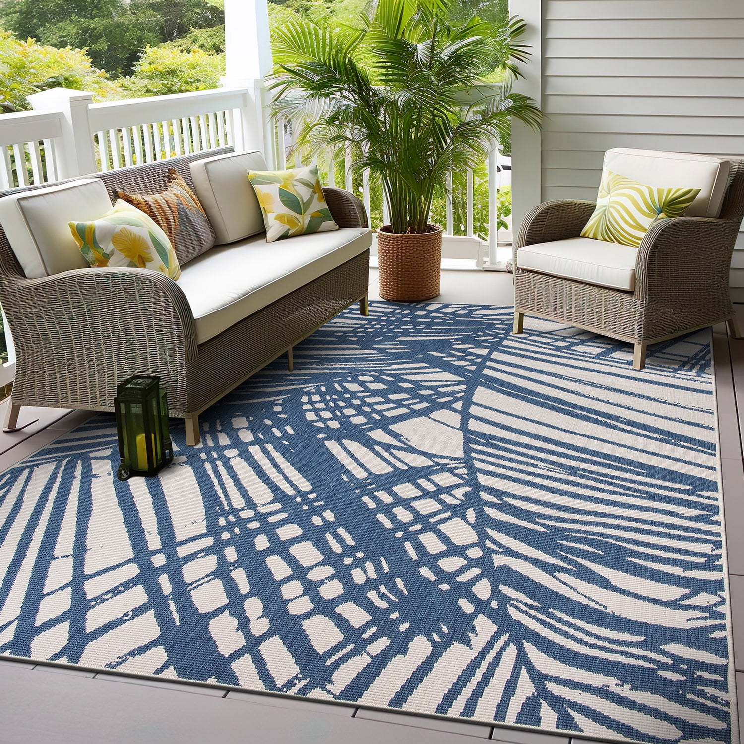 World Rug Gallery Contemporary Nature Inspired Tropical Leaves ...