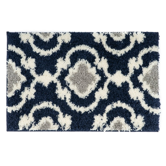 World Rug Gallery Cozy Moroccan Trellis Shag Area Rug - Navy 2' x 3 ...