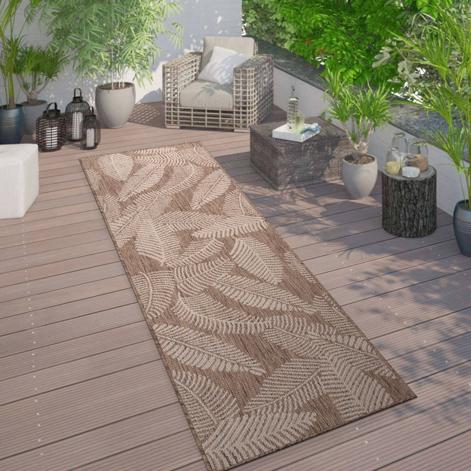 World Rug Gallery Distressed Palm Leaves Textured Flat Weave Indoor ...