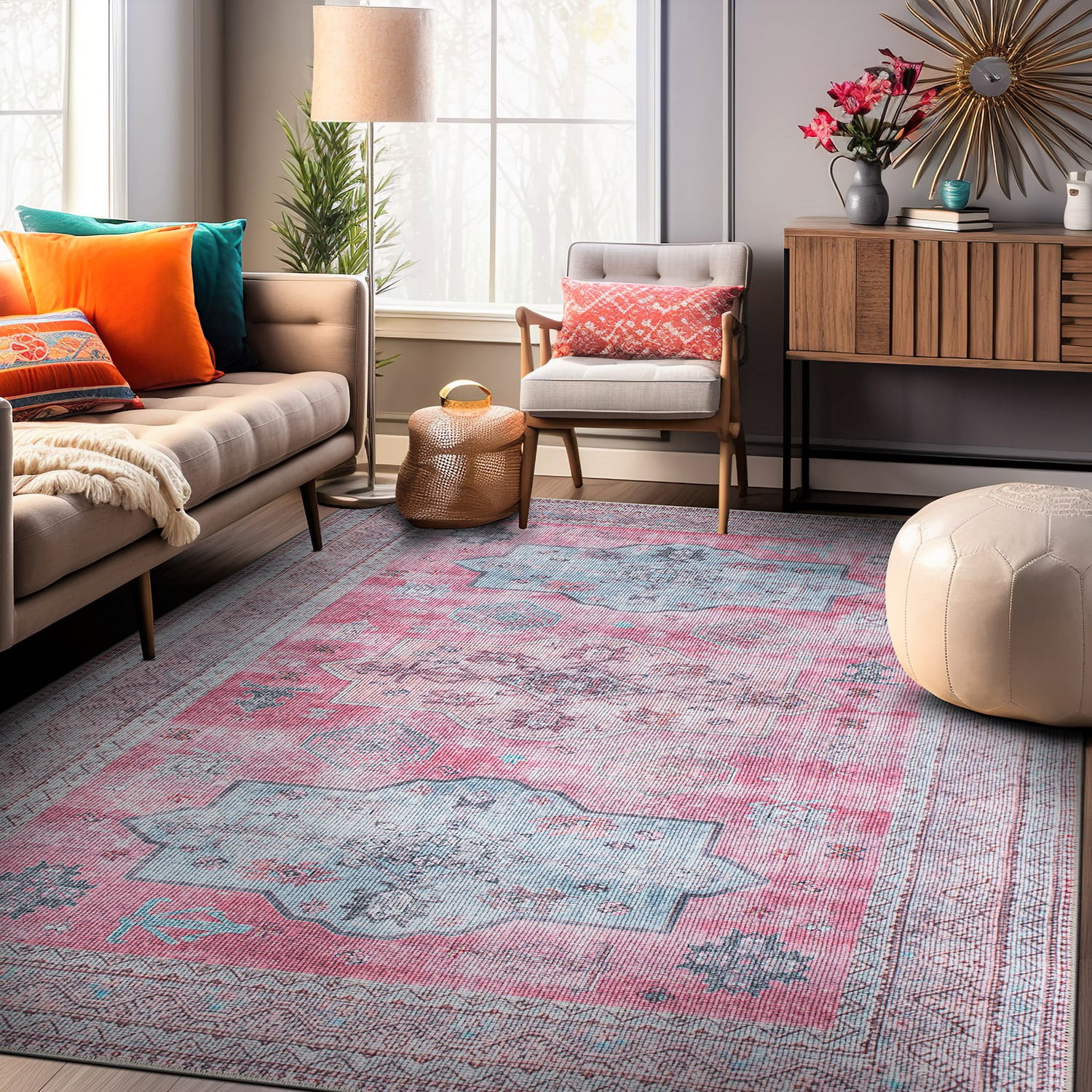 World Rug Gallery Distressed Transitional Bohemian 5'x7' Multi Area Rug ...