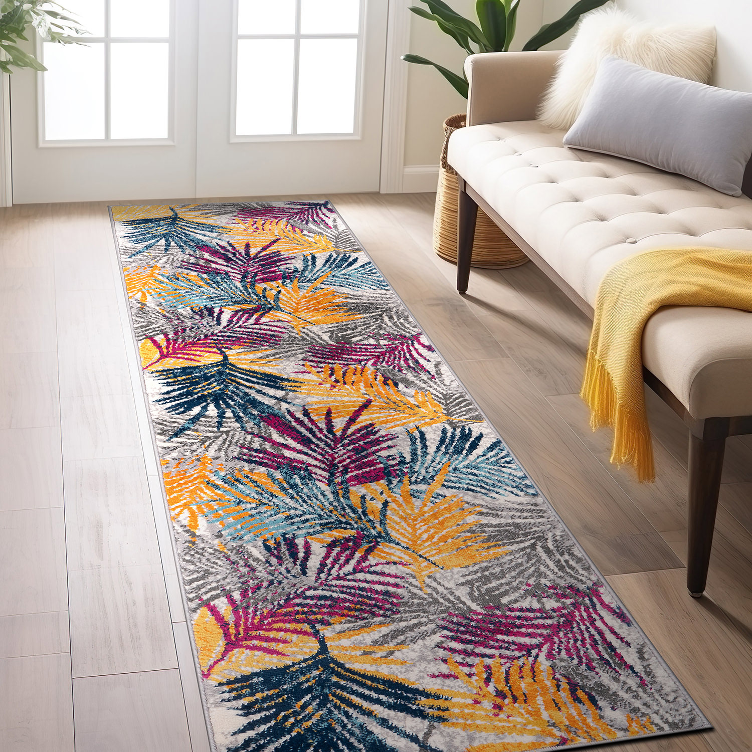 World Rug Gallery Edinburgh Floral Leaves Area Rug - Multi 2'x7 ...