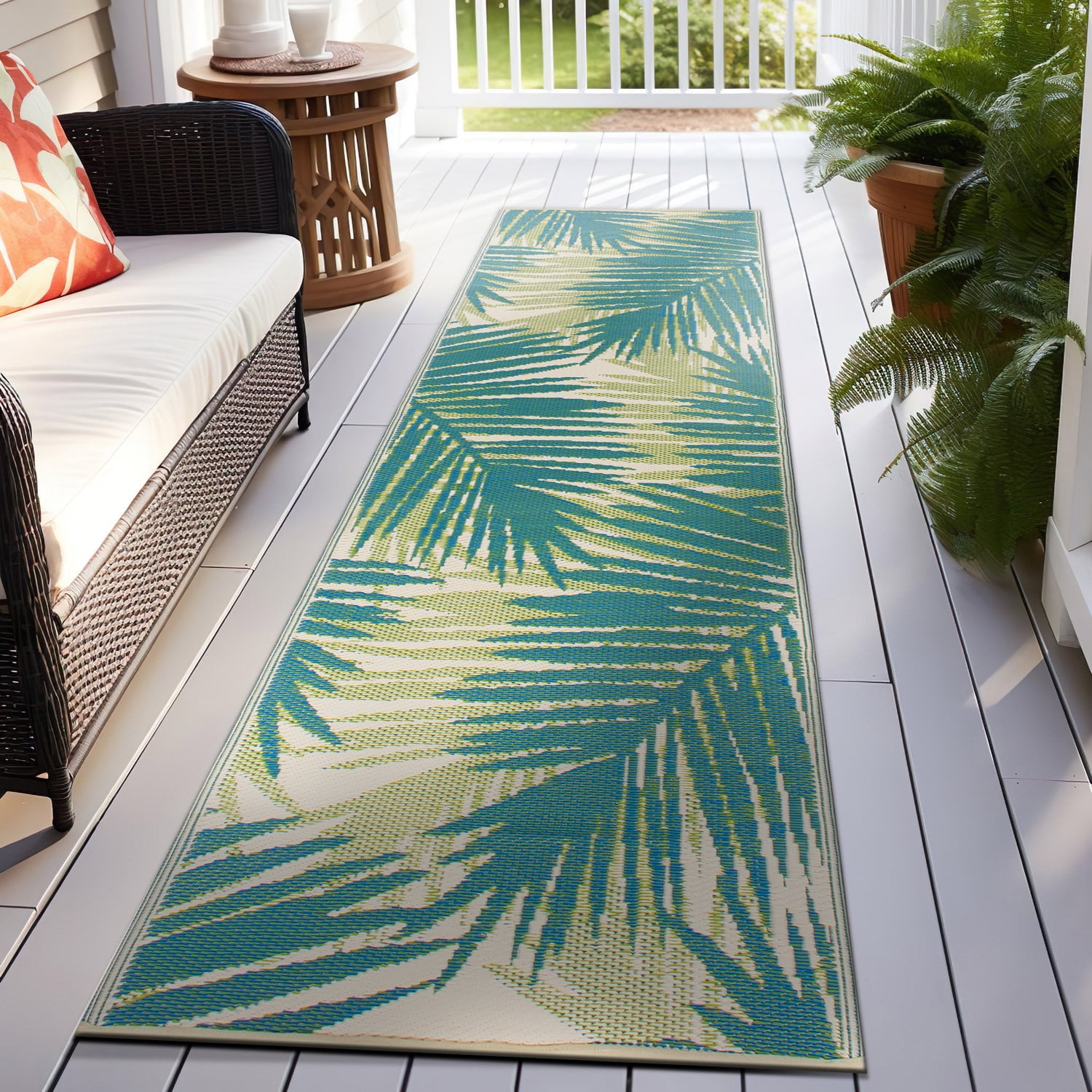 World Rug Gallery Floral Tropical Reversible Plastic Indoor and Outdoor ...