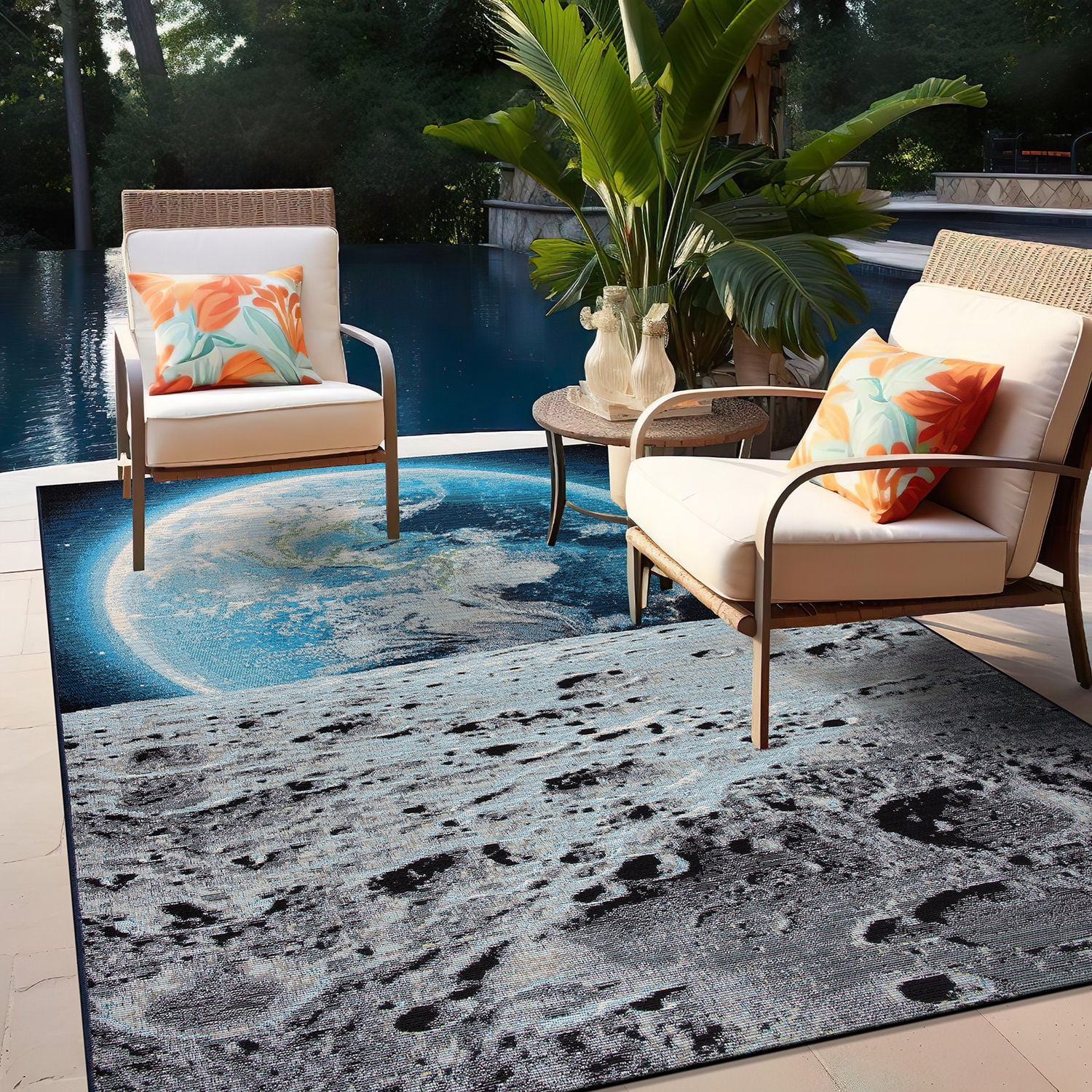 World Rug Gallery Galaxy Collection Adventure Moon Indoor/Outdoor Area ...