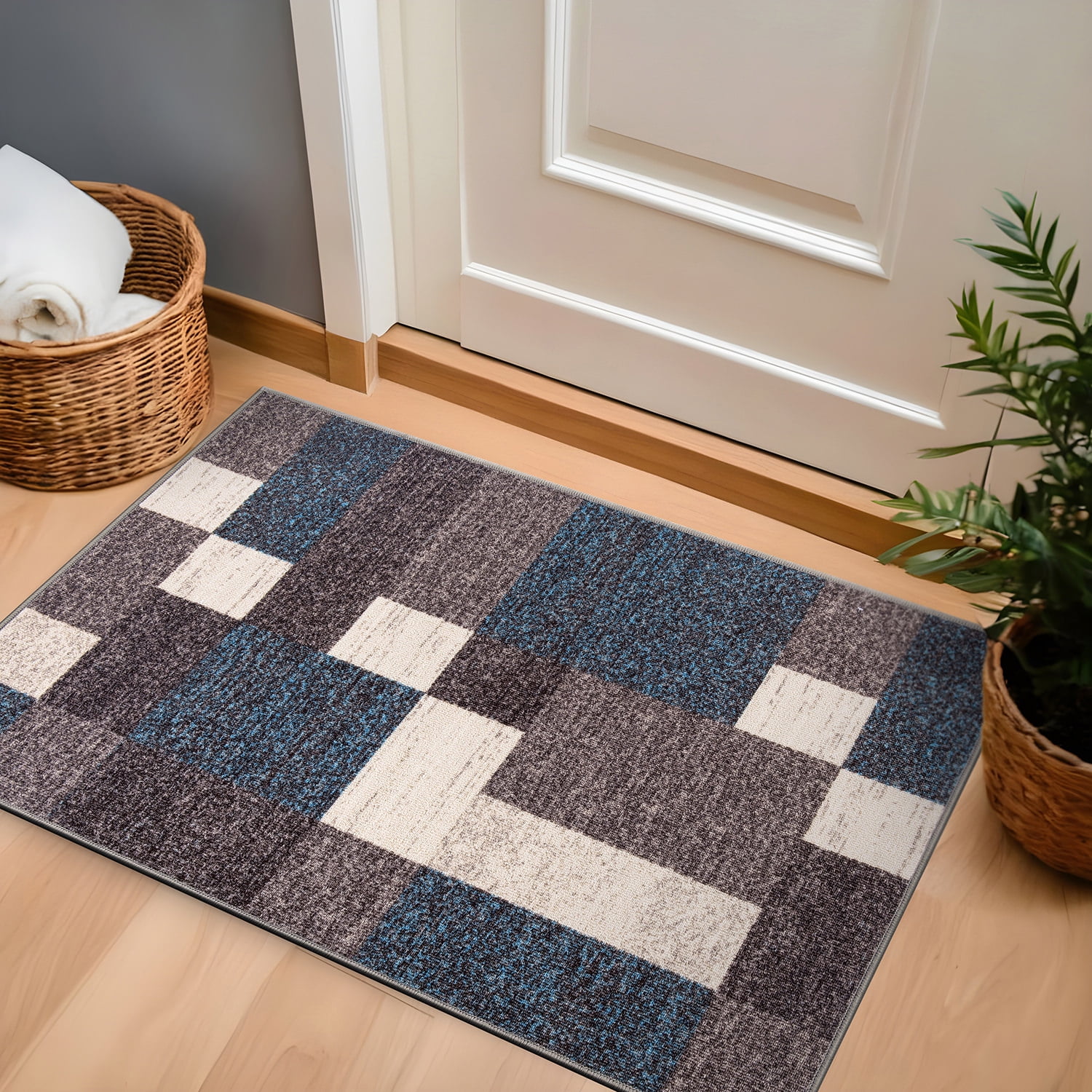 World Rug Gallery Modern Boxes Design Non-slip (Non-skid) Area Rug ...
