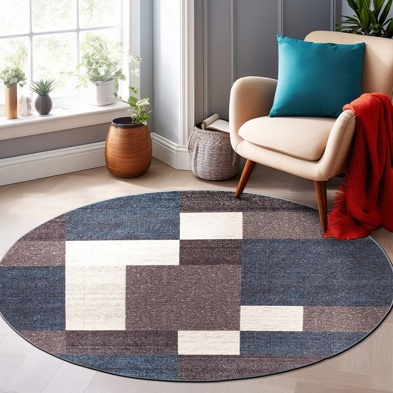 World Rug Gallery Modern Boxes Design Non-slip (Non-skid) Area Rug ...