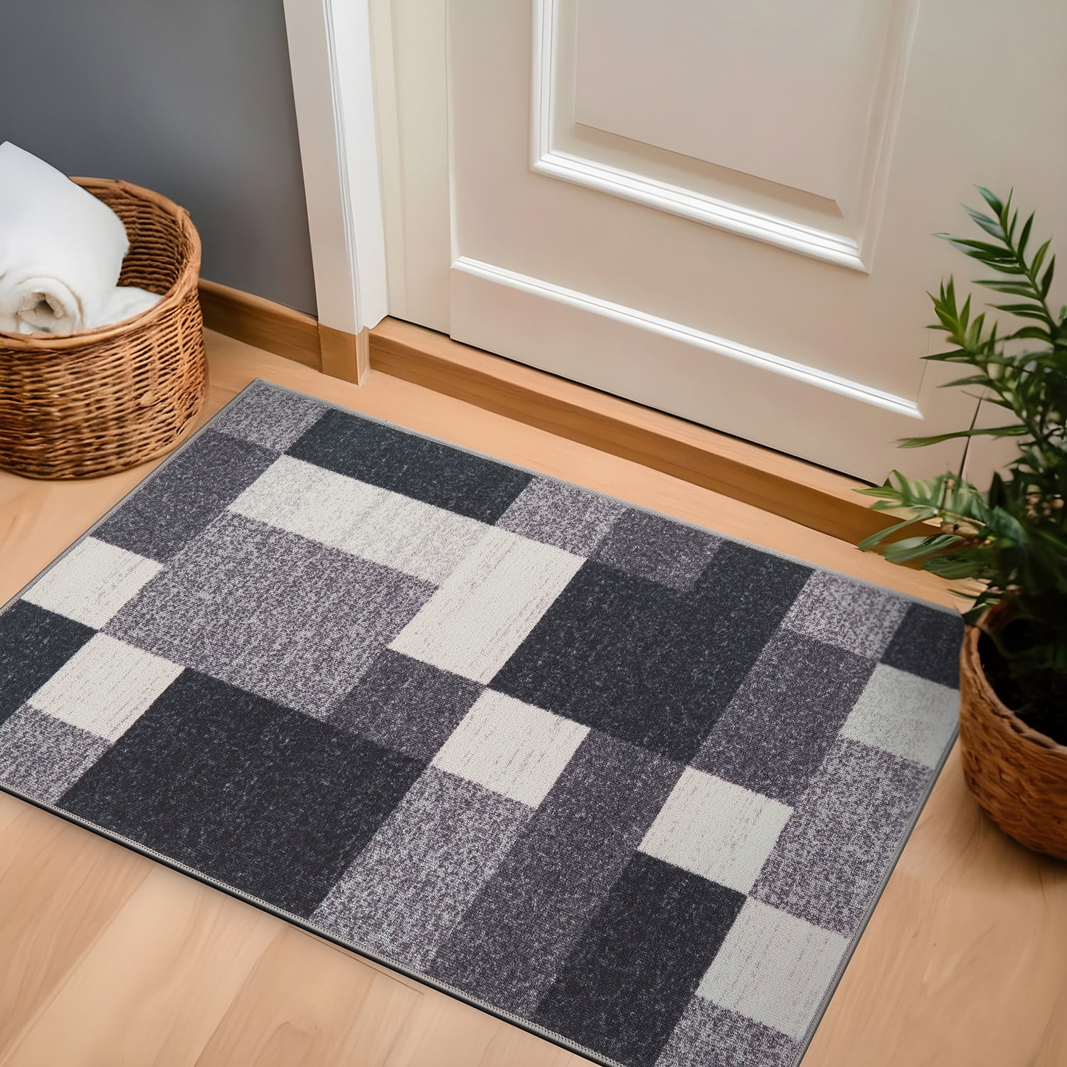 World Rug Gallery Modern Boxes Design Non-slip (Non-skid) Area Rug ...