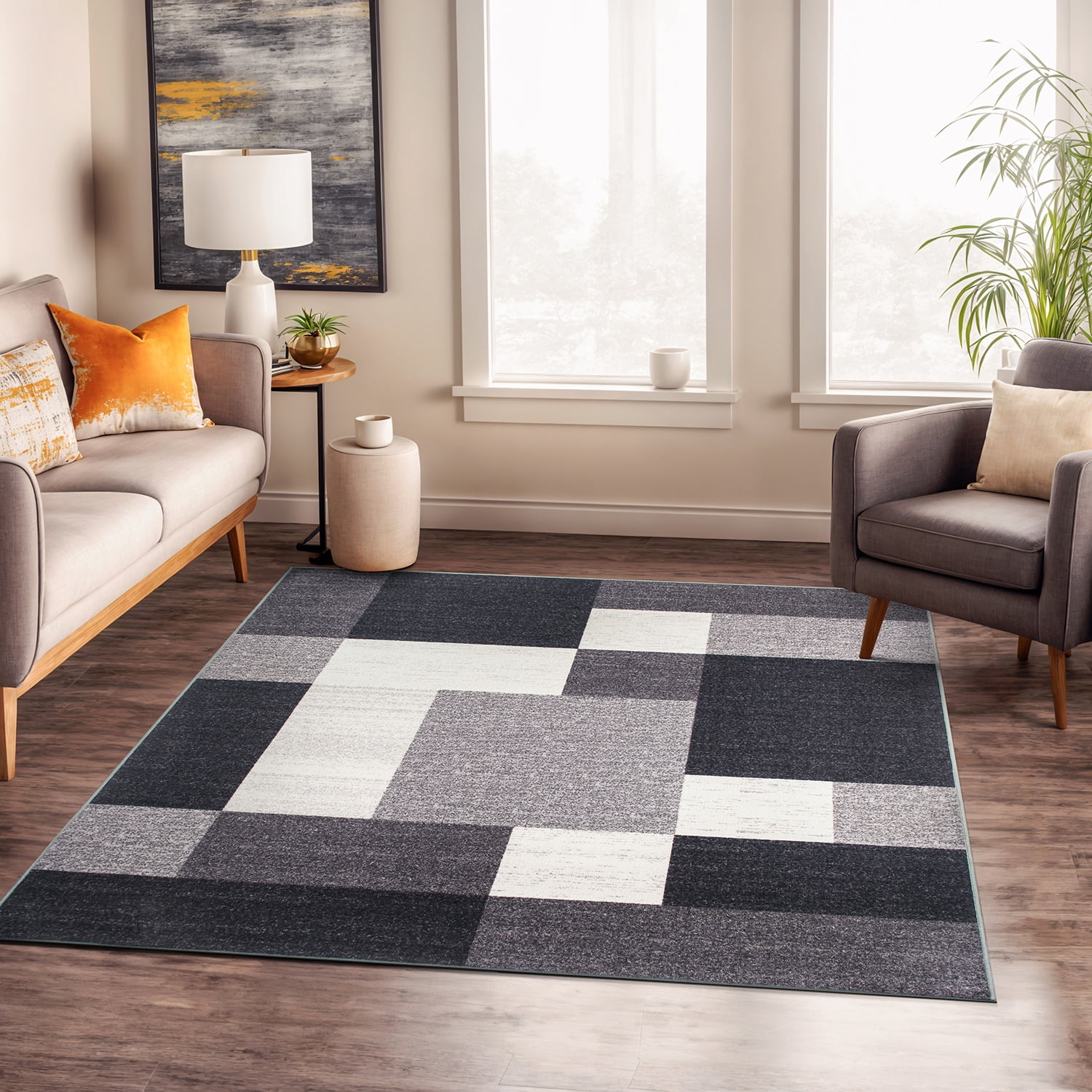 World Rug Gallery Modern Boxes Design Non-slip (Non-skid) Area Rug ...