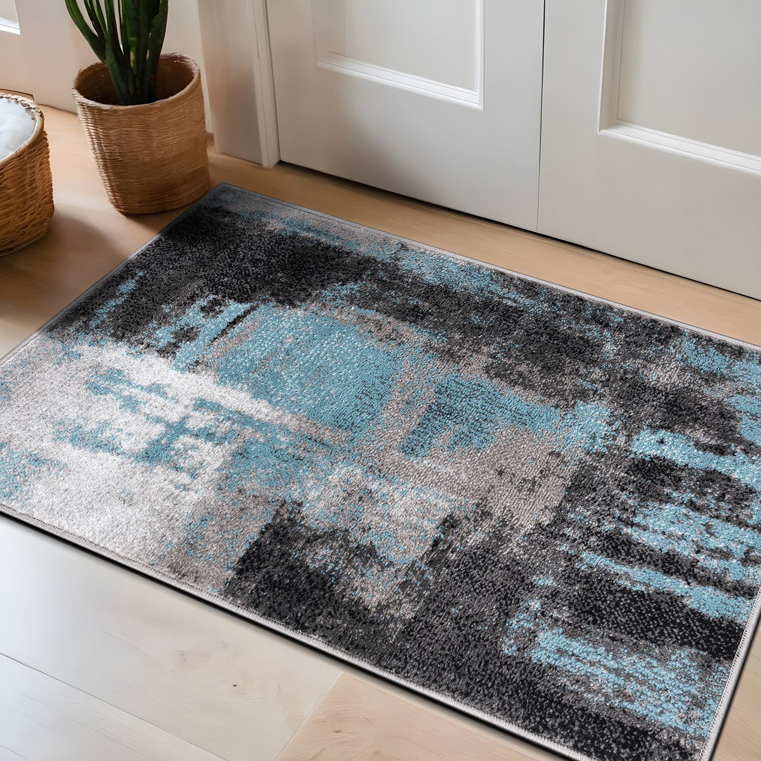 World Rug Gallery Modern Watercolor Abstract Design Area Rug - BLUE 2 ...