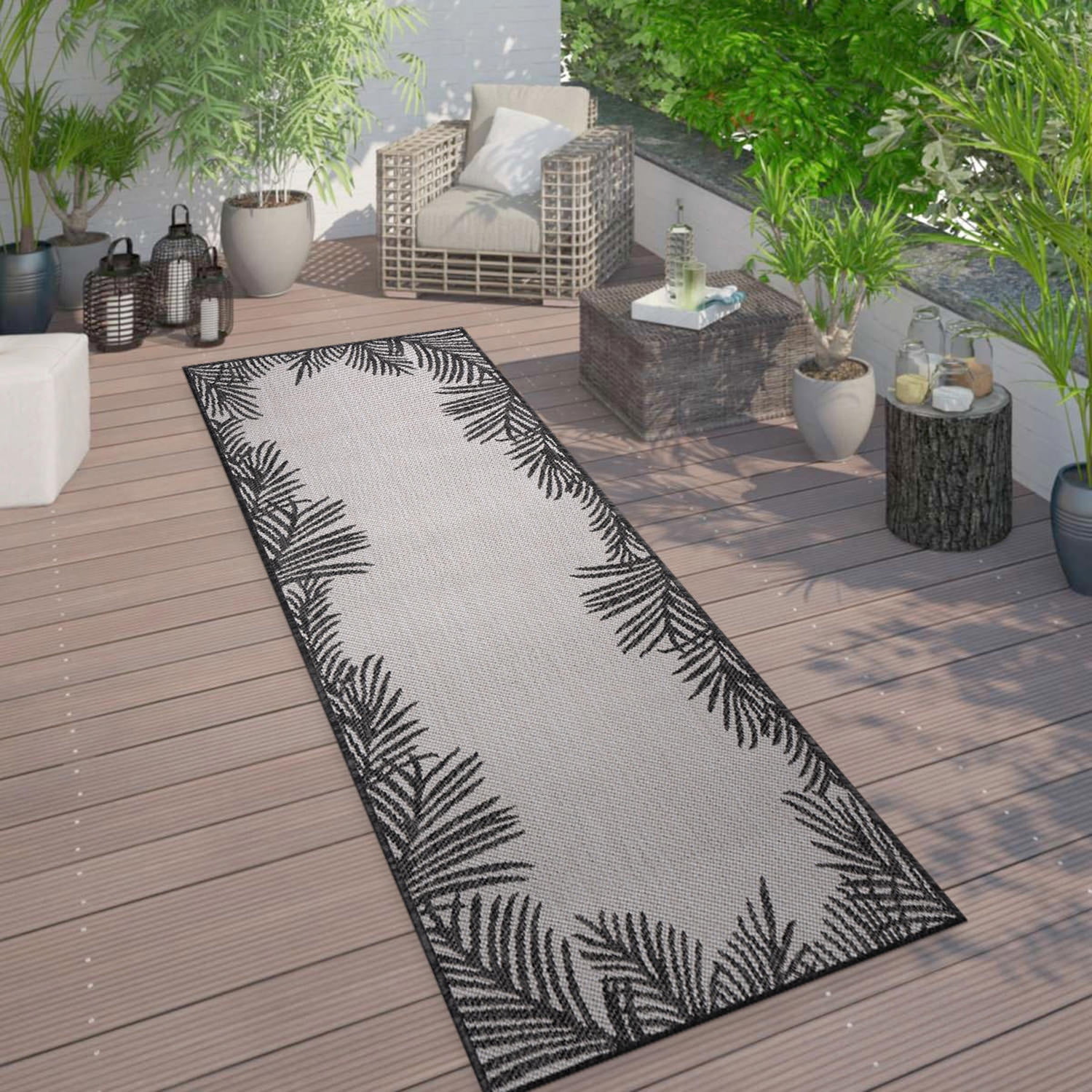 World Rug Gallery Tropical Floral Palm Leaves Textured Flat Weave ...