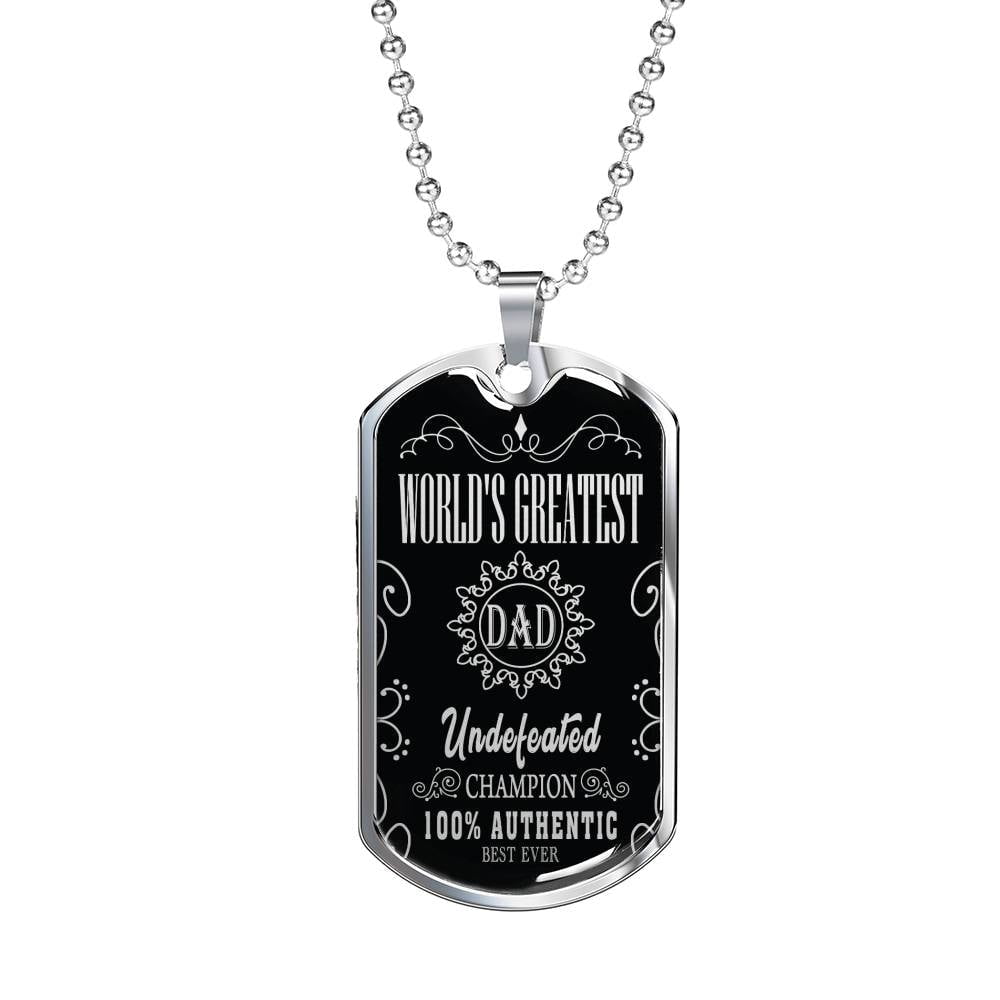 World'S Greatest Dad Dog Tag Stainless Steel or 18k Gold 24" Chain For ...