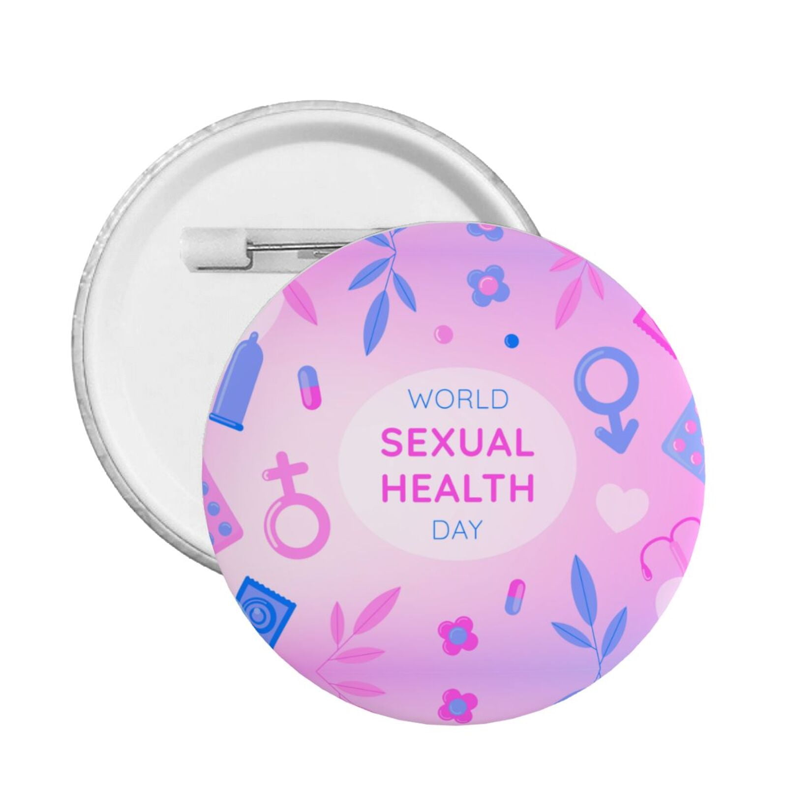 World Sexual Health Day Pin Button Badge, Personalised Button Metal ...