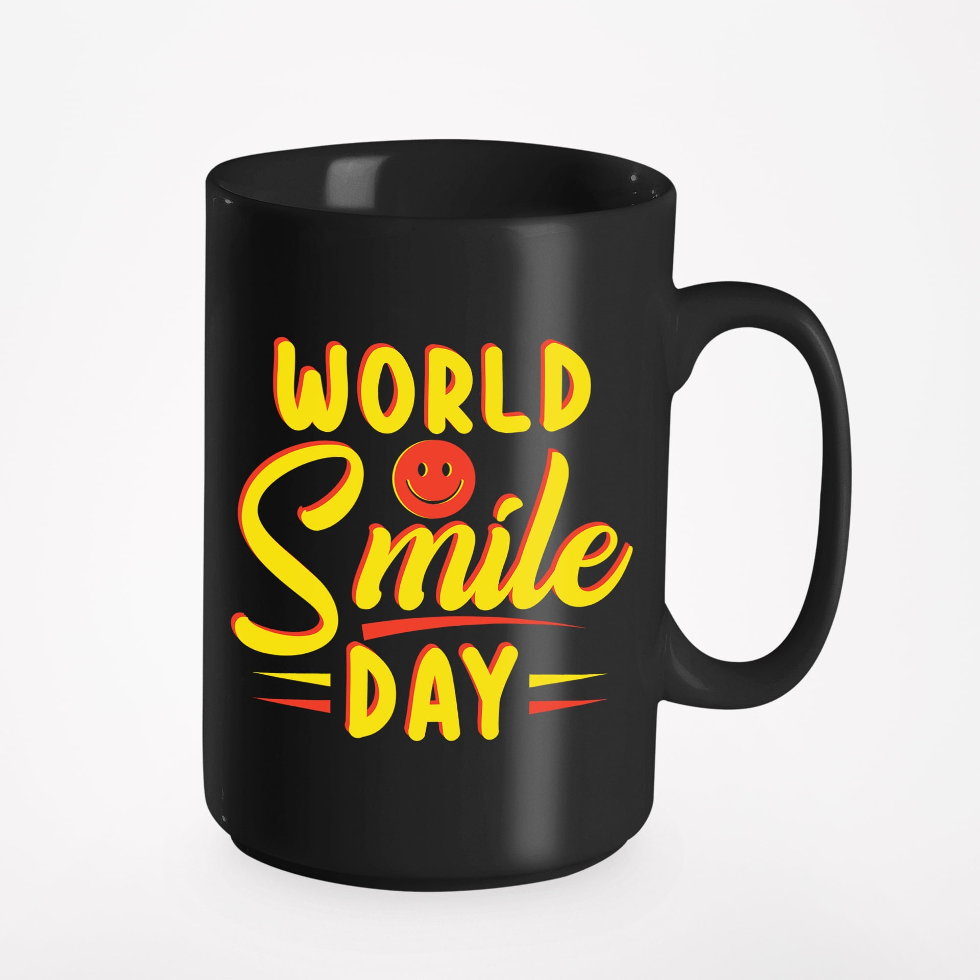 World Smile Day with Smiling Face, Black 15oz Ceramic Mug - Walmart.com
