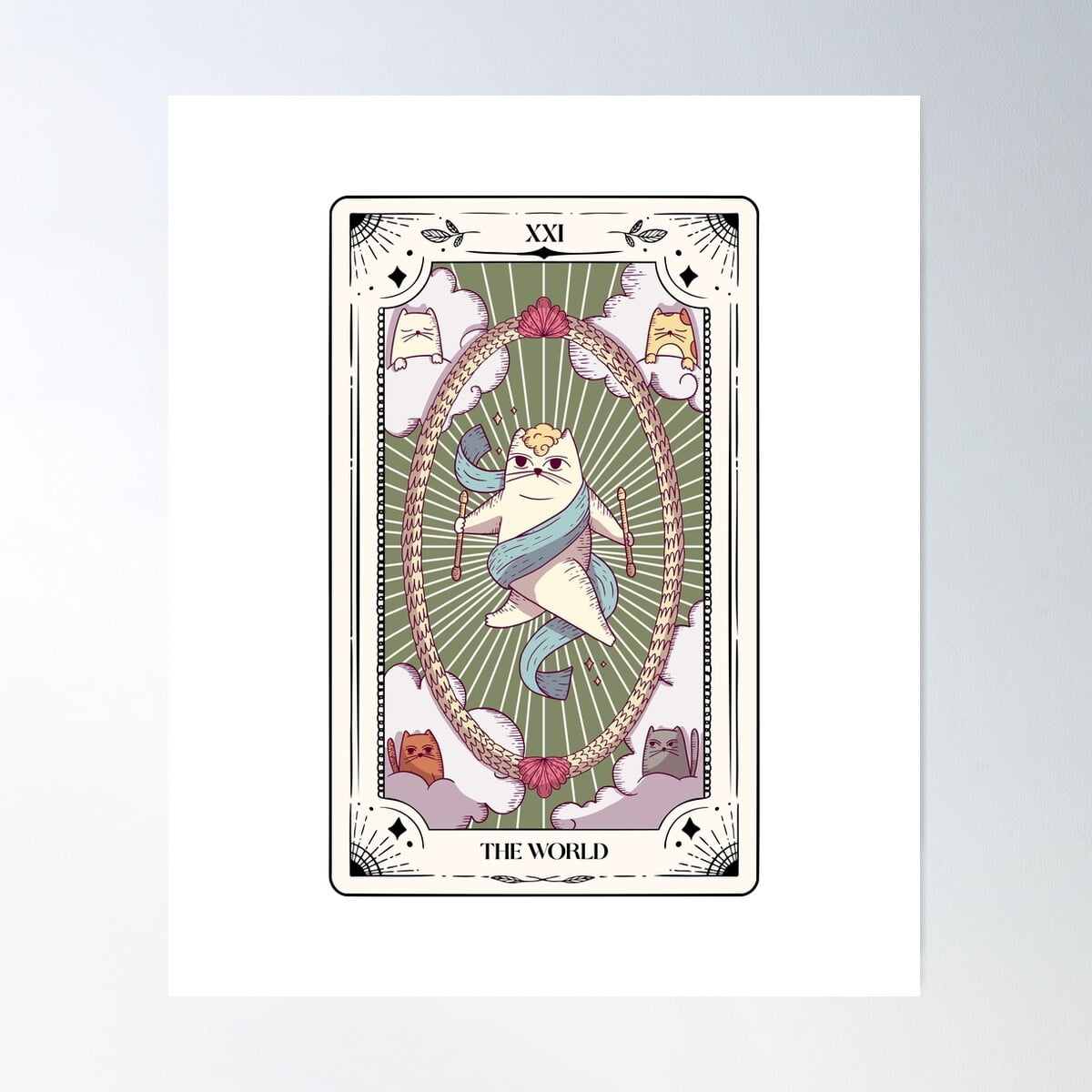The World Tarot Card With Cats. Fun Illustrated Tarot Cat Lover Gifts ...