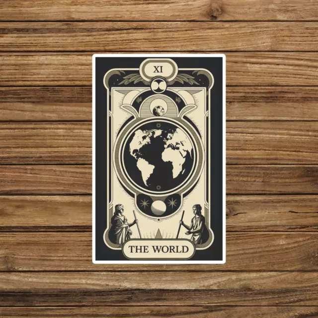 The World Tarot Card Sticker - Vintage Woodcut Tarot Deck Illustration ...