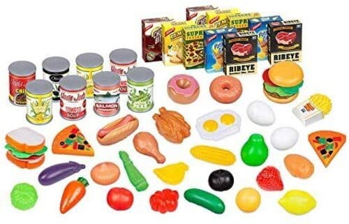 World Tech Toys Supermarket 58-Piece Fun Size Food Pretend Play Playset ...