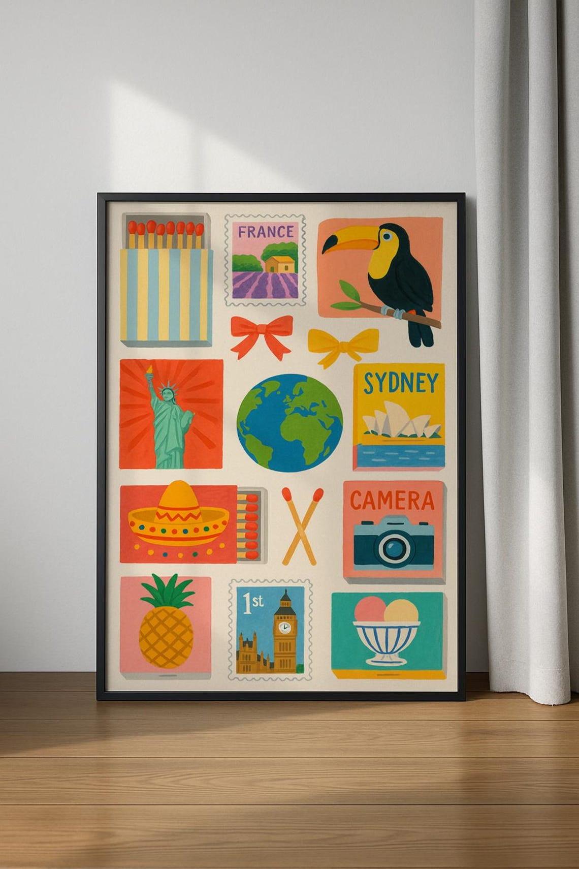 World Travel Poster, , Trendy Matchbox Poster, Pastel Matchbox Poster ...
