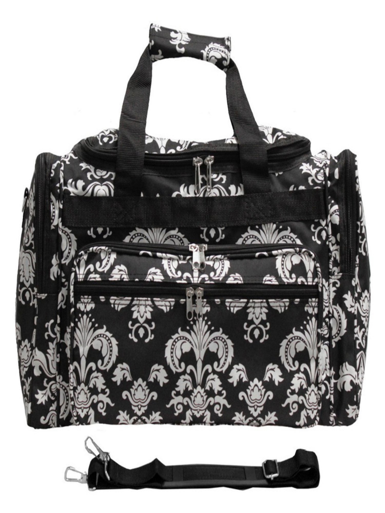 World Traveler 22-inch Travel Duffel Bag - Black White Damask II ...