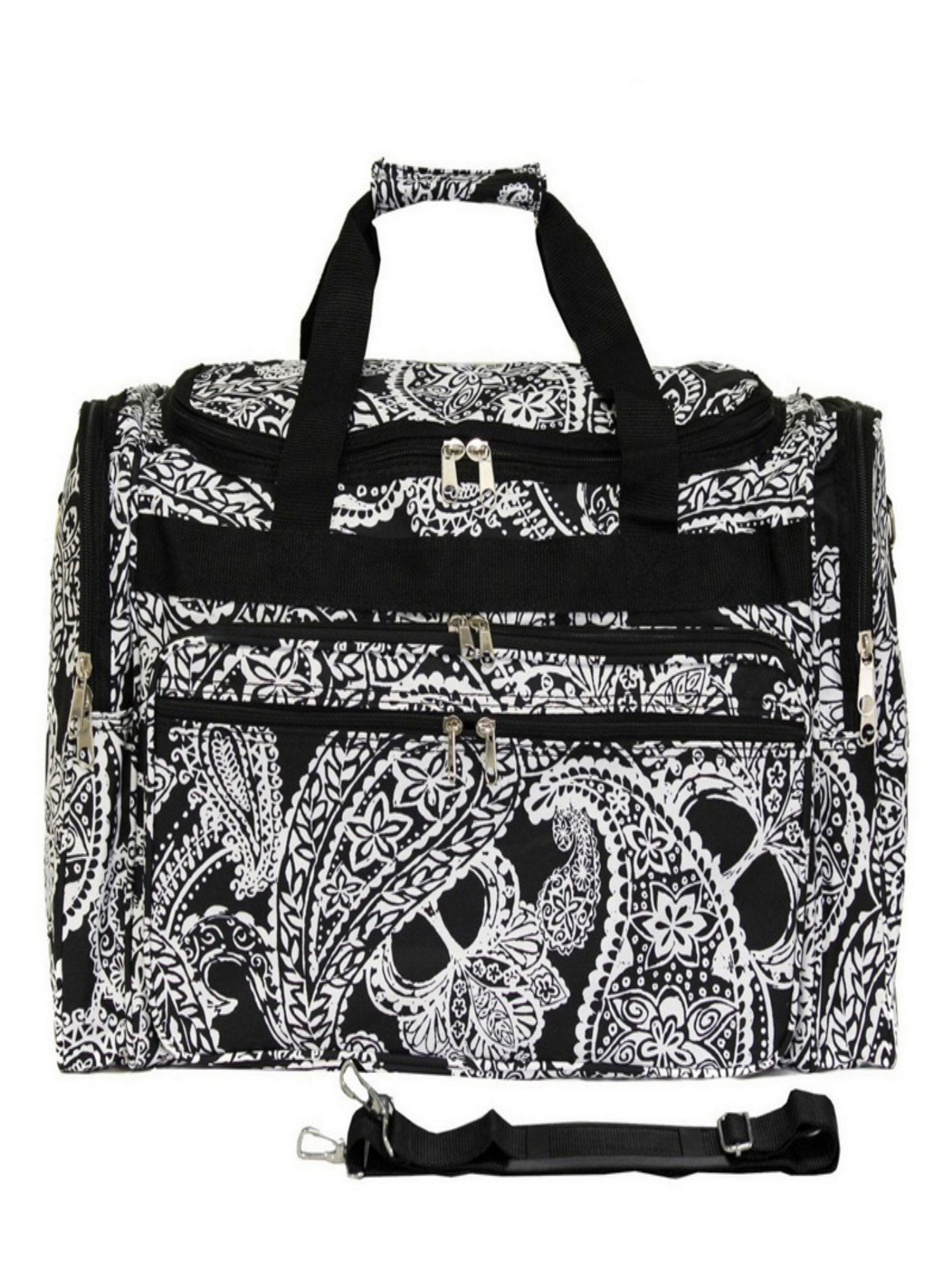 World Traveler 22-inch Travel Duffel Bag - Black White Paisley ...