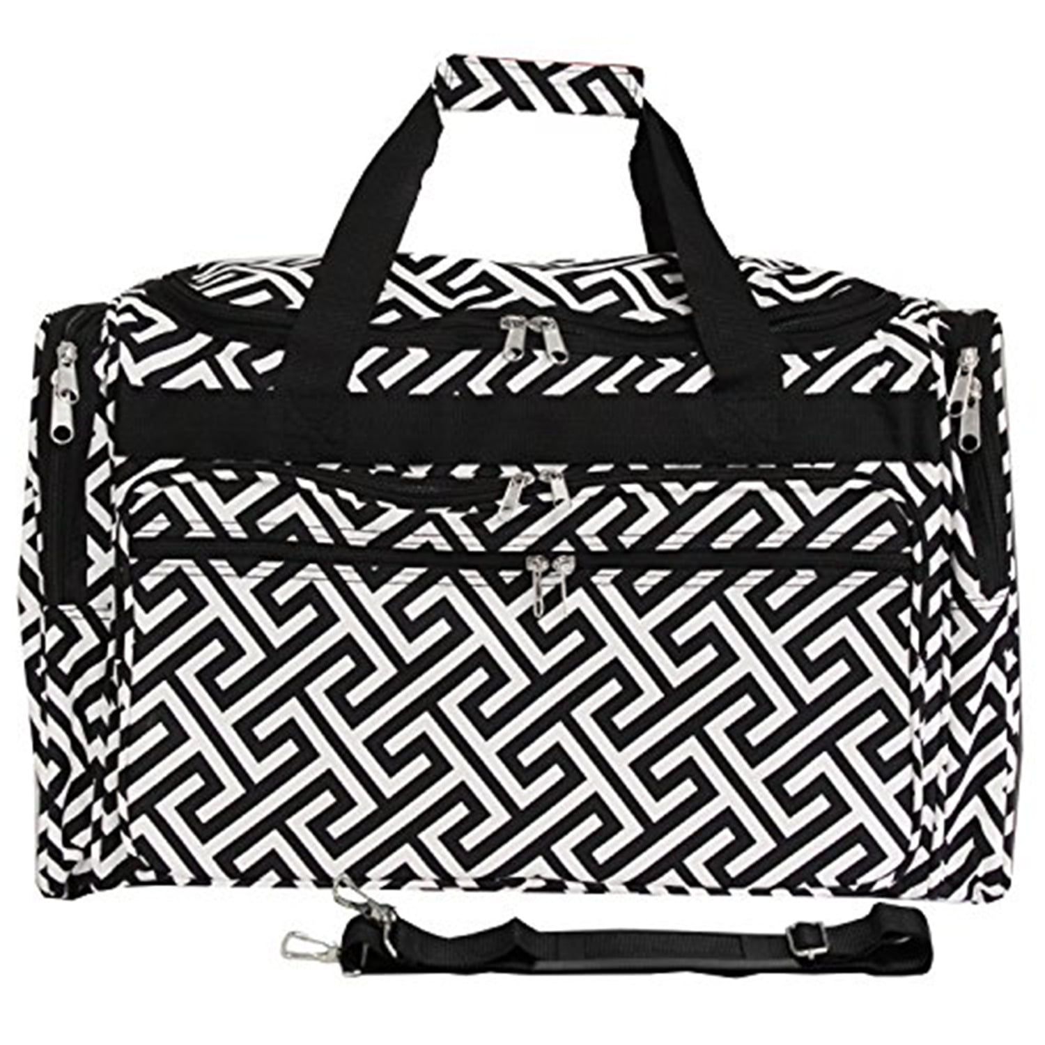 World Traveler 22-inch Travel Duffel Bag - Greek Key H Black White ...