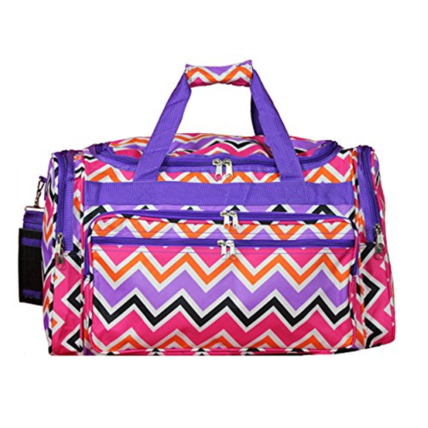 World Traveler 22-inch Travel Duffel Bag - Purple Trim Chevron Multi ...