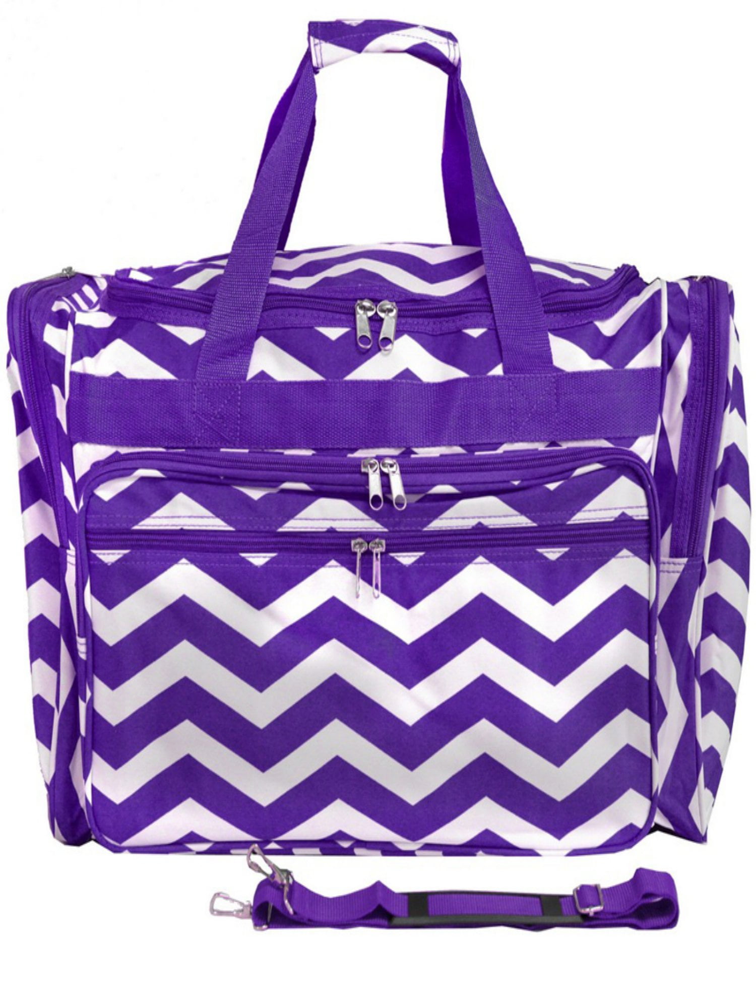 World Traveler 22-inch Travel Duffel Bag - Purple White Chevron ...