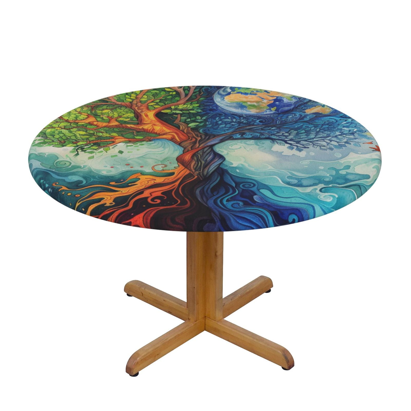 World Tree (2) Round Fitted Tablecloths Table Covers Wipeable ...
