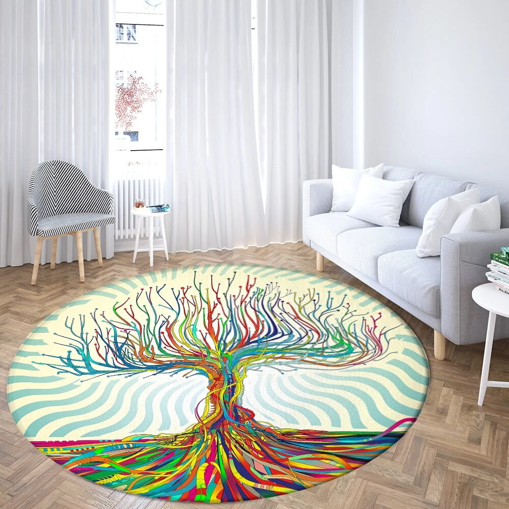 World Tree Round Rug Area Rug Viking Norse Mythology Print Round Carpet ...