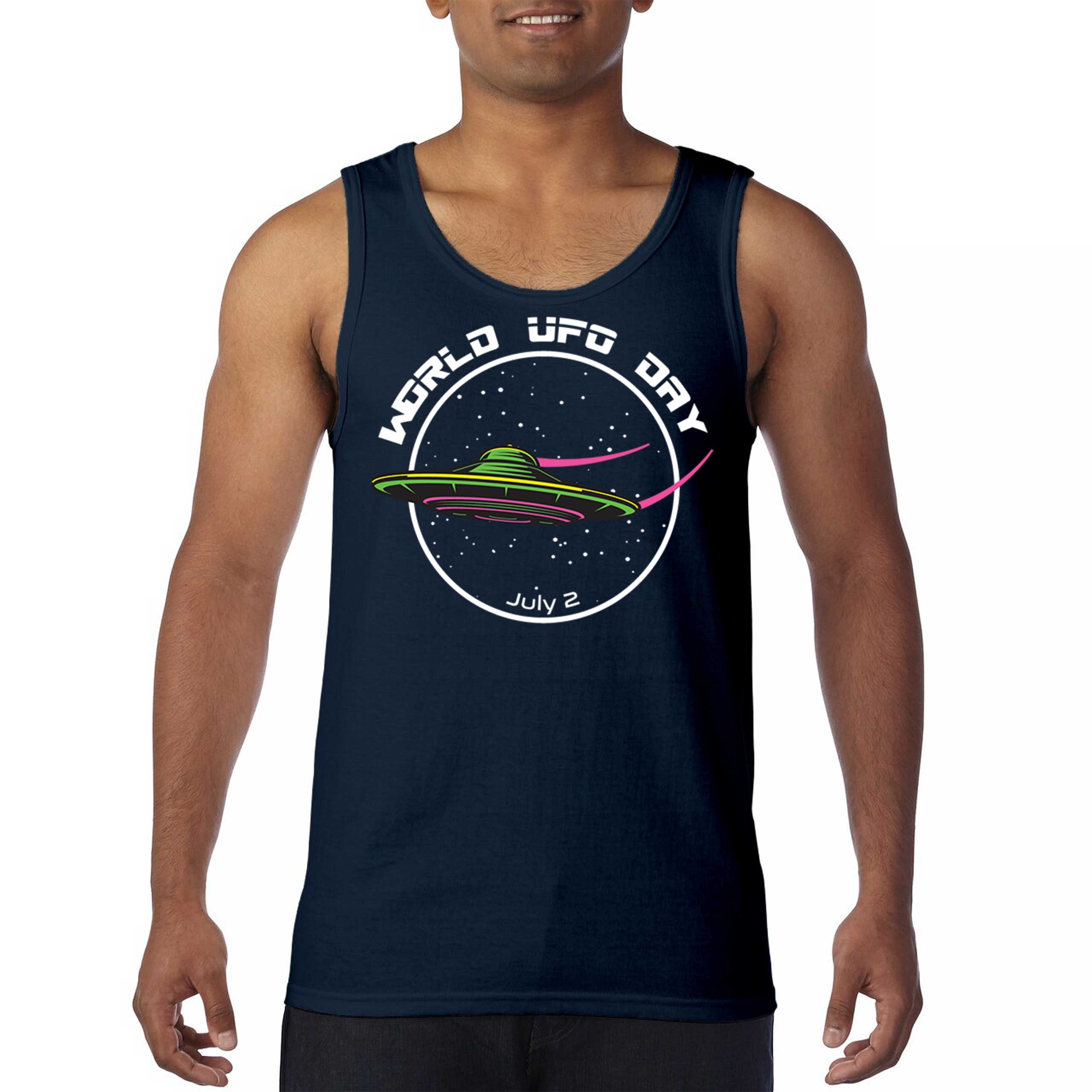 World UFO Day Flying Saucer Tank Top Funny Aliens Space UFO Hunter Area ...