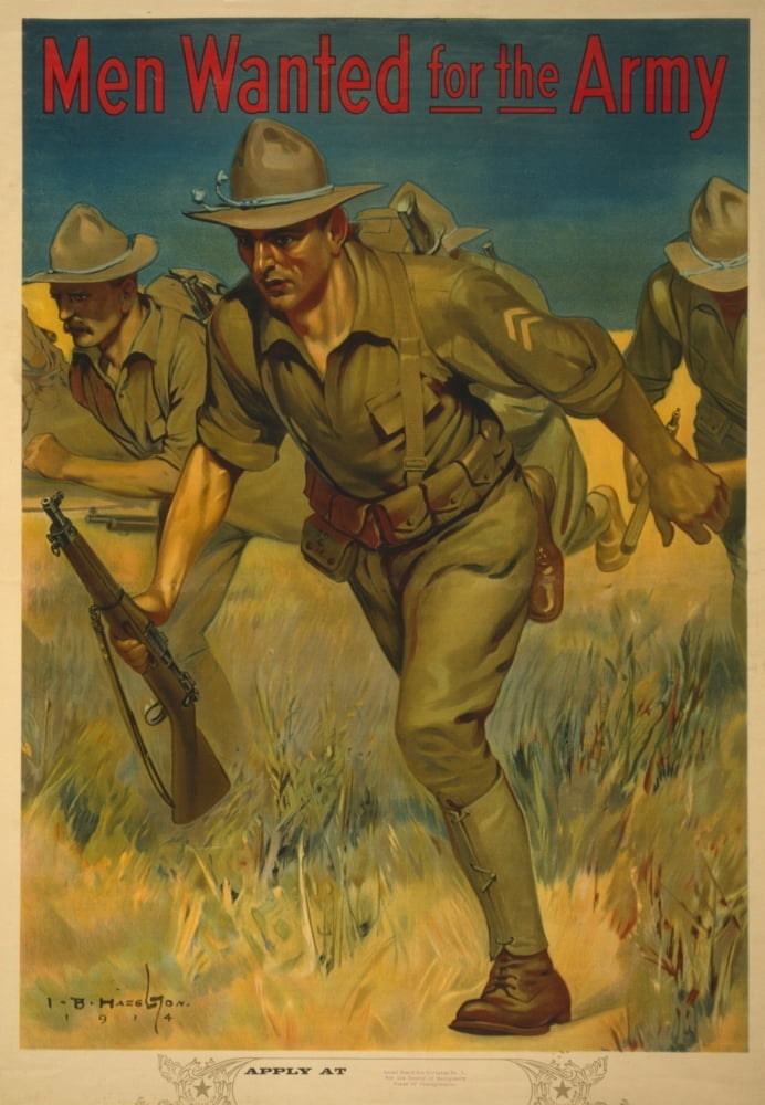 World War 1. American Army Recruiting Poster Showing Soldiers With ...