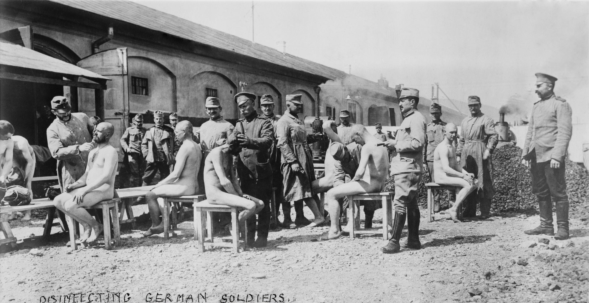 World War 1. Disinfecting German Soldiers. Soldiers In French Uniforms ...