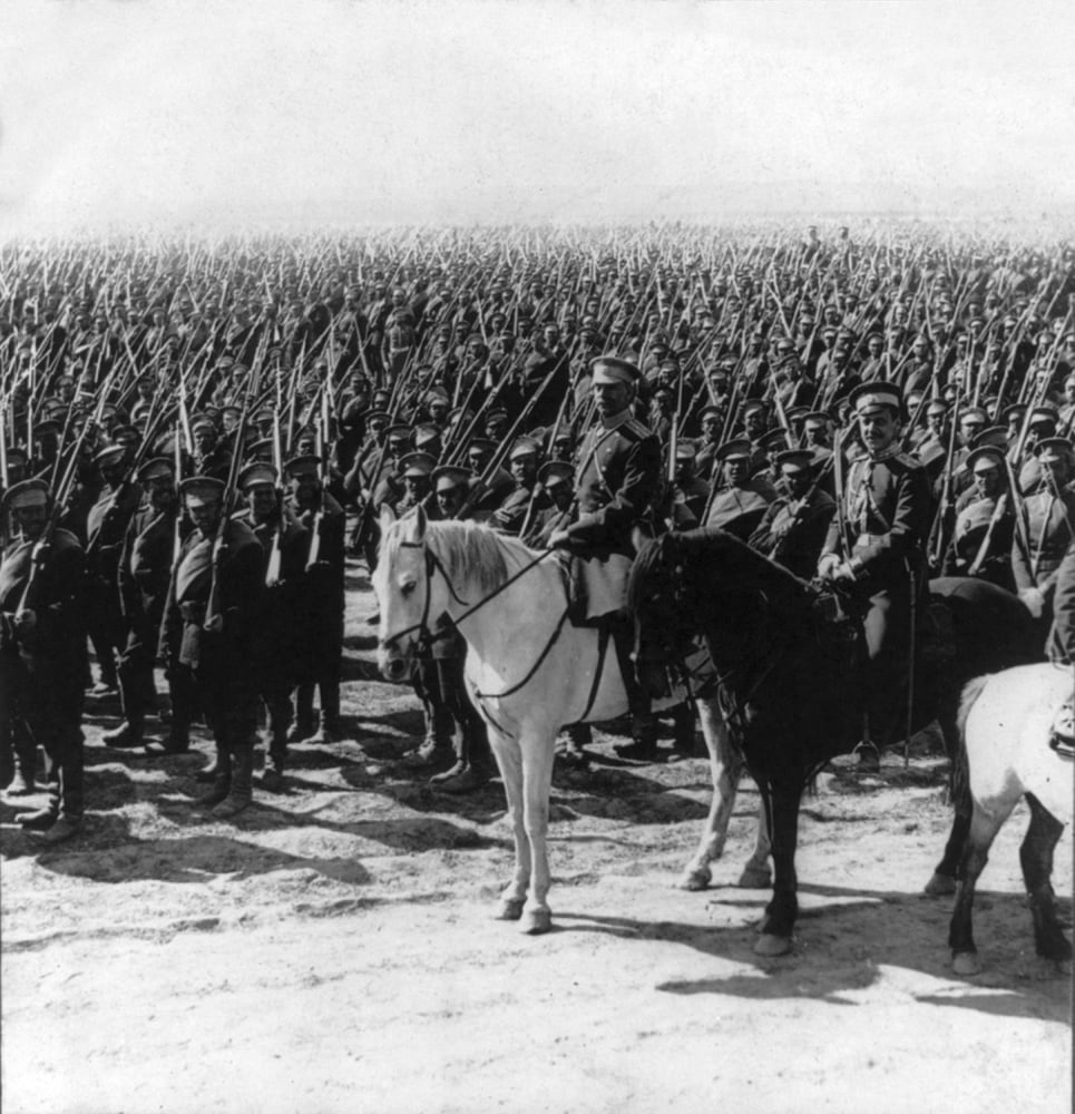 World War 1. Russian Troops On Review In 1917. Russia'S Army Was The ...