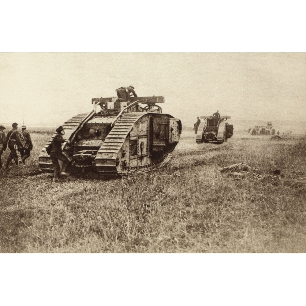 World War 1 Tanks. British Tanks Advancing In Battle History (36 x 24 ...