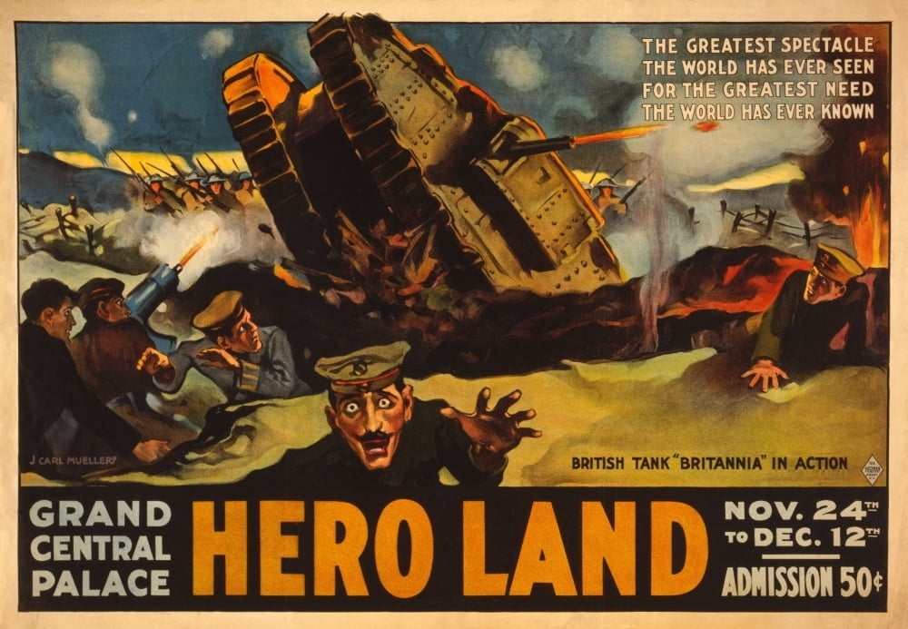 World War 1 Tanks. Poster Advertising Hero Land History (24 x 18 ...
