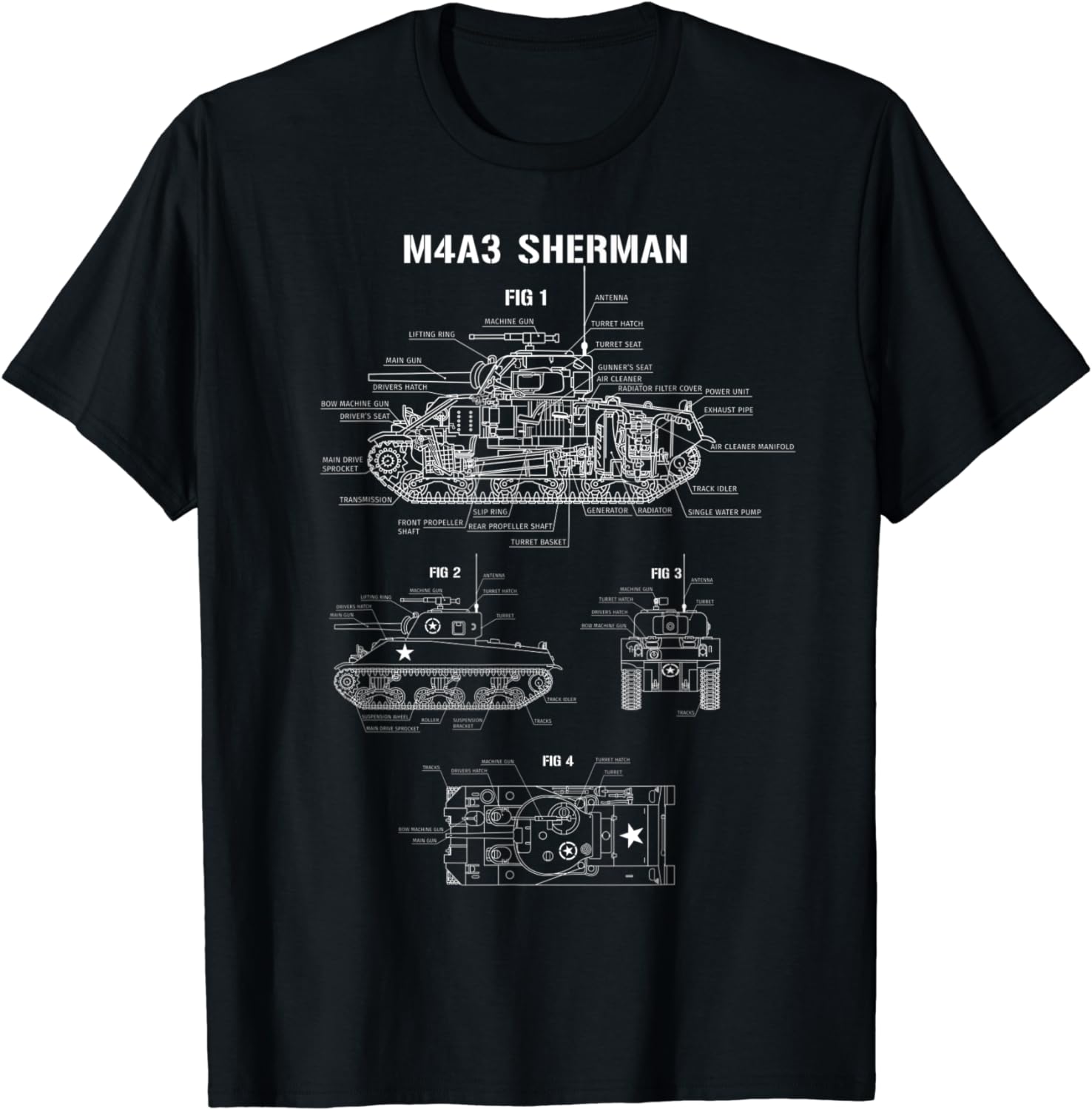 World War 2 American Tank M4A4 Sherman blueprint T-Shirt - Walmart.com