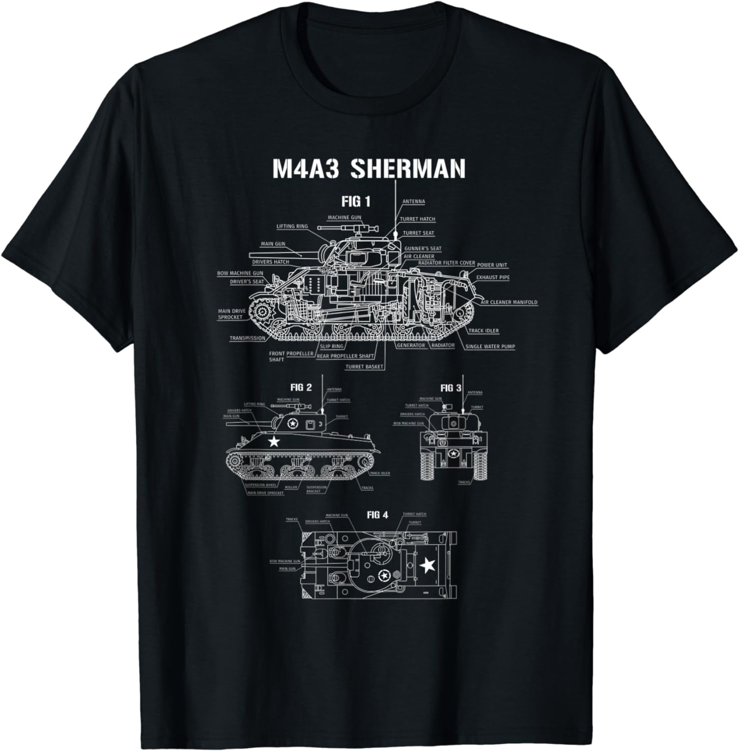 World War 2 American Tank M4A8 Sherman blueprint T-Shirt - Walmart.com