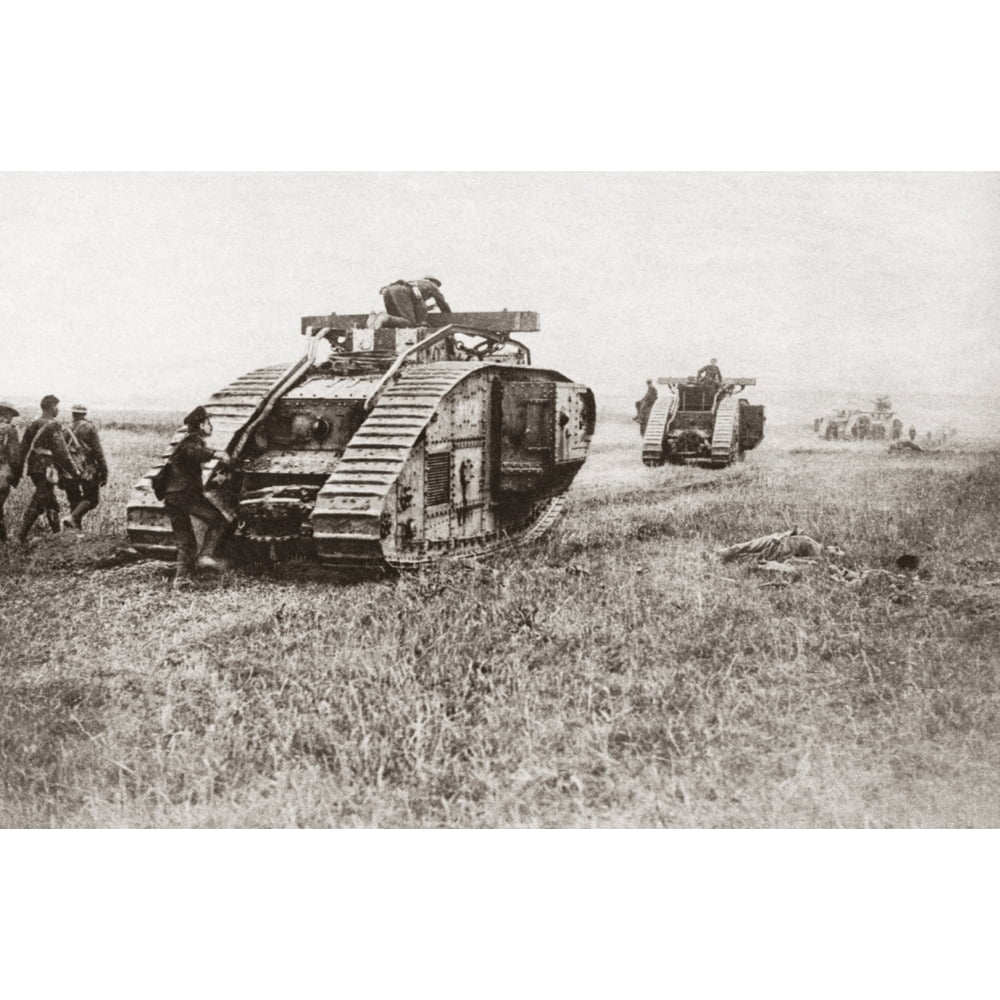 World War I British Tanks. Nbritish Tanks Advancing Across A ...