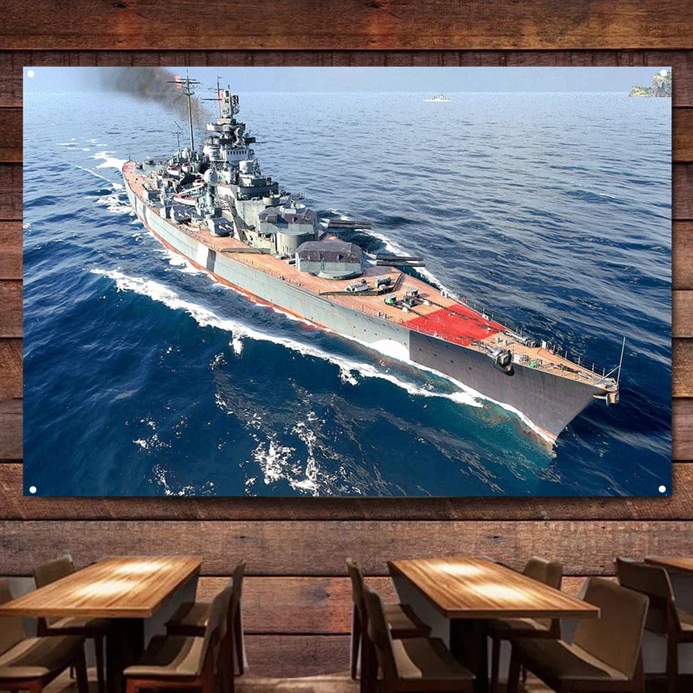 World War II giant Battleships Wall Art Banners Hanging Flags Wall ...