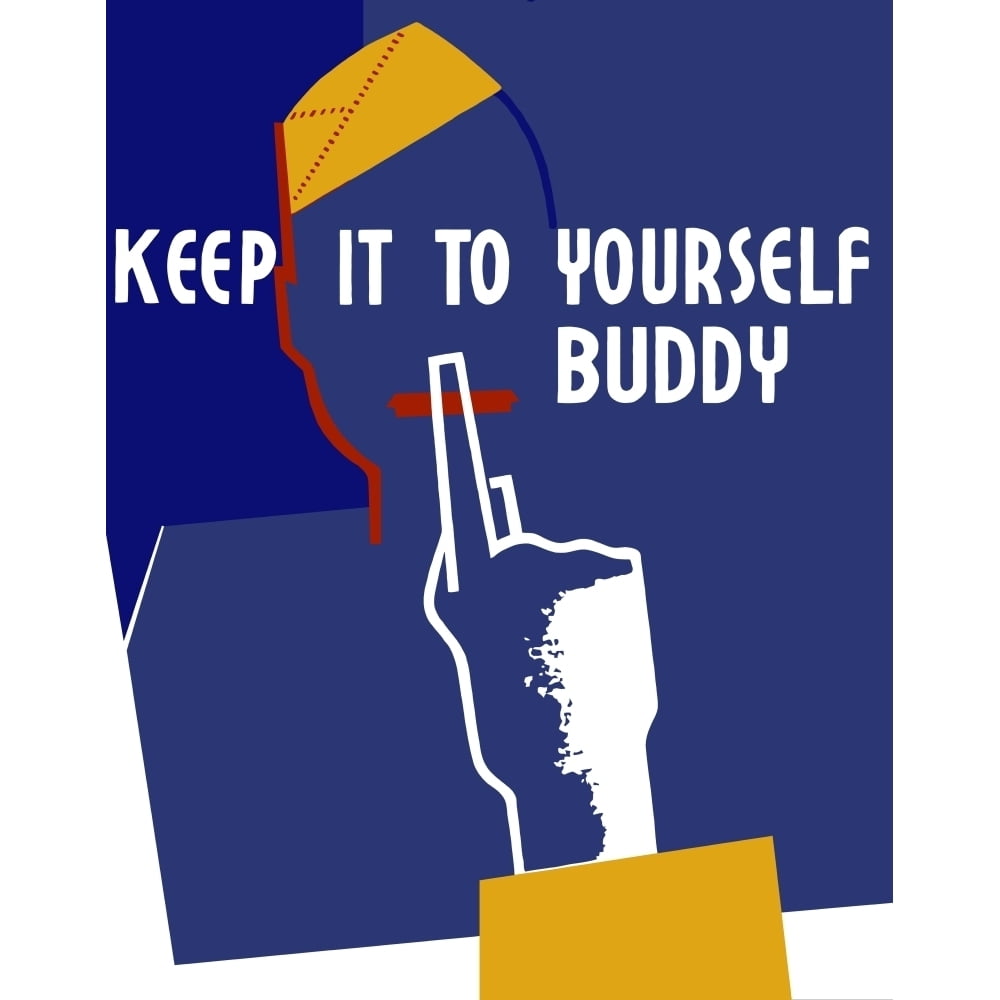 World War II poster showing the silhouette of a soldier with his finger ...