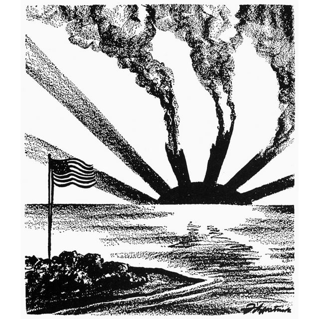 World War Ii Cartoon. N'Rising Sun At Midway.' American Cartoon By. D.R ...