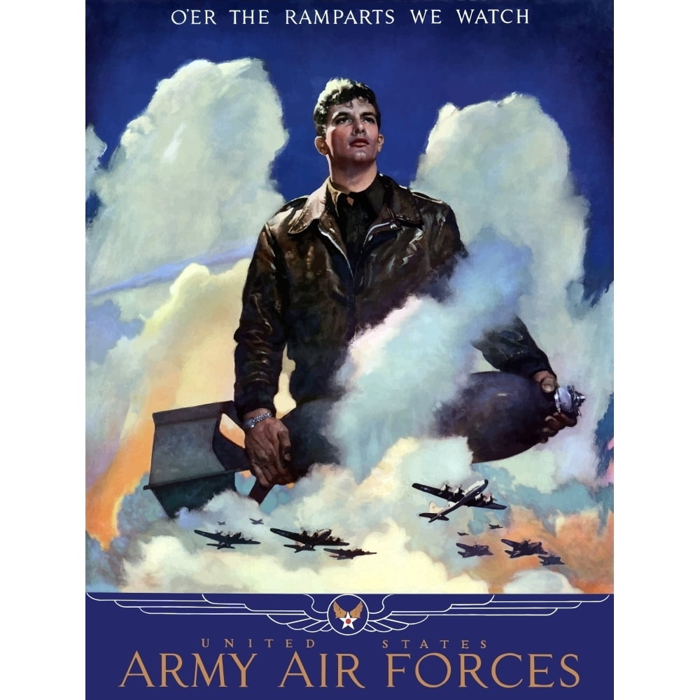 World War Two poster of an American Air Force Pilot staring into the ...