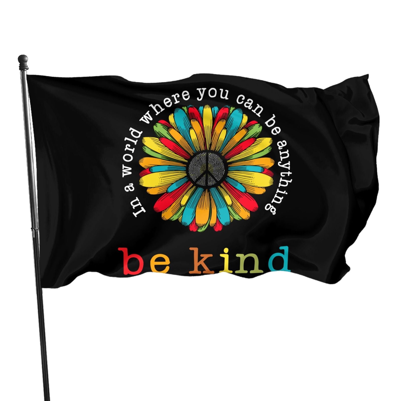 In A World Where You Can Be Anything Be Kind Flag 3x5 Ft Breeze Rainbow ...