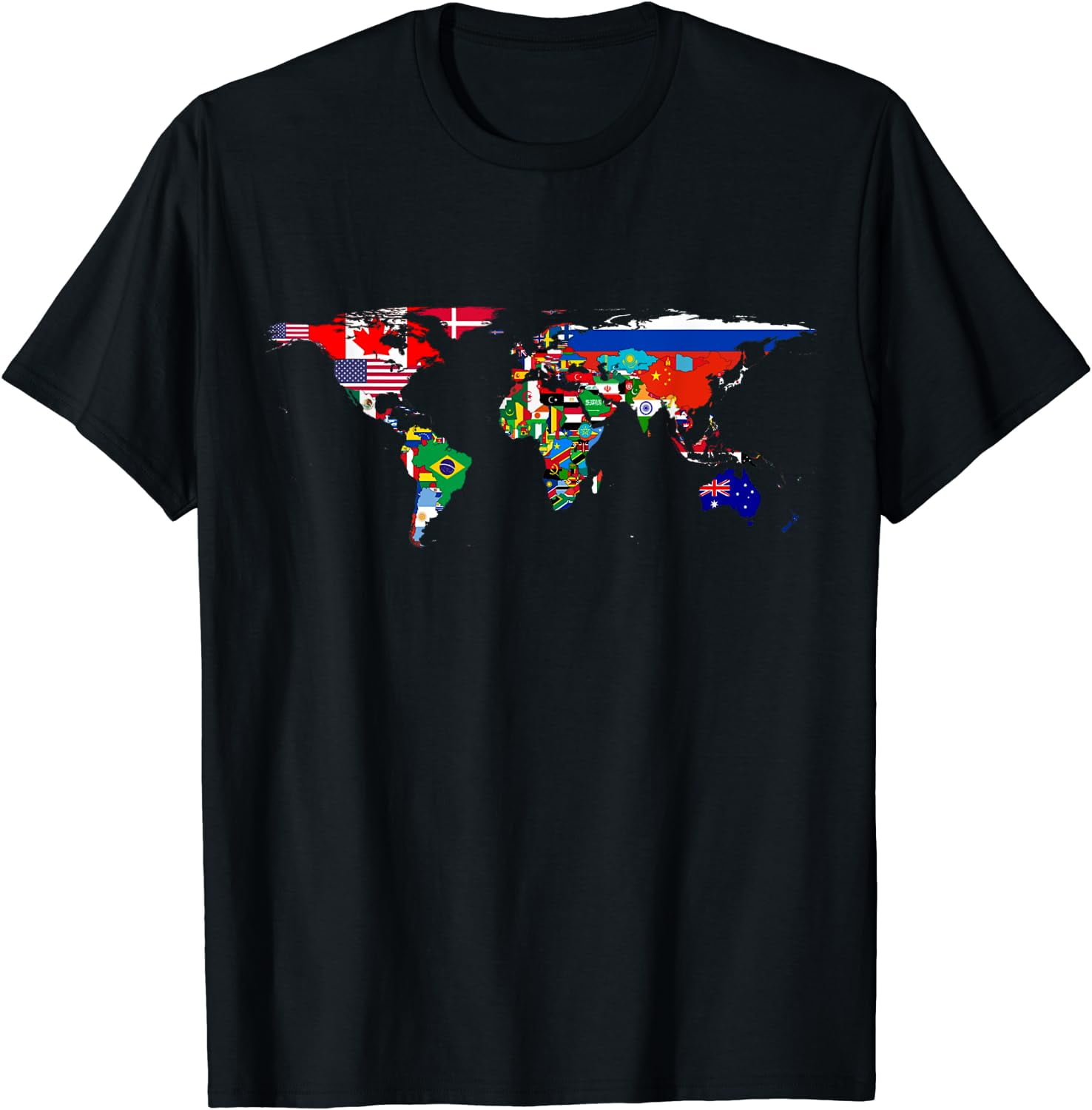 World flag map T Shirt Globe Travelers Atlas Black Large - Walmart.com